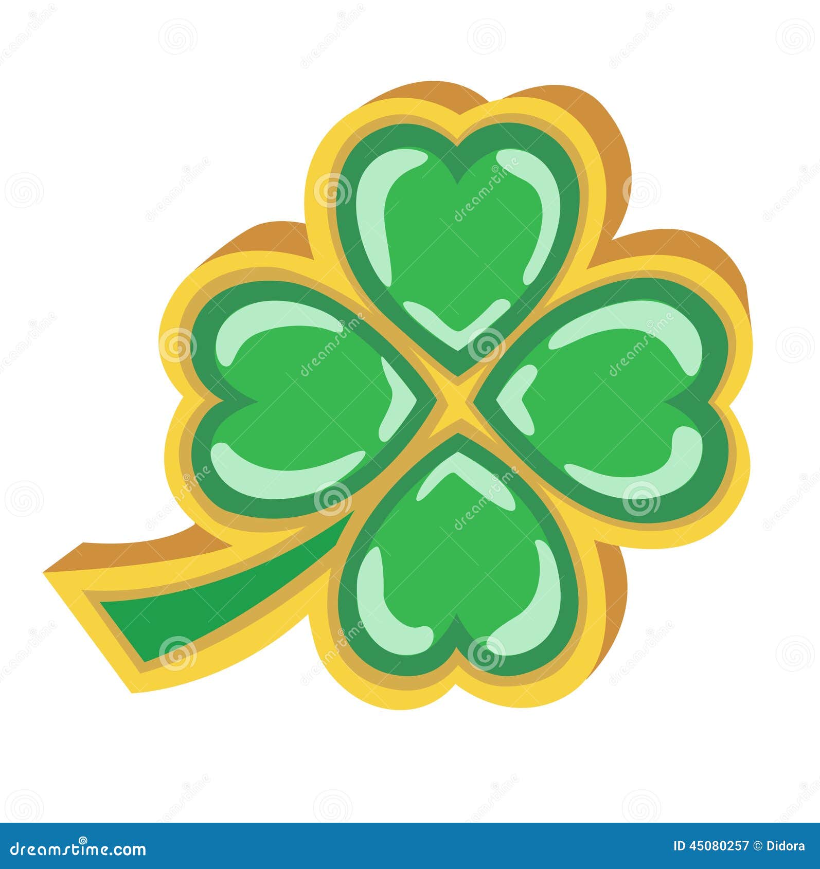 Lucky Clover Vector Flat Design Icon on White Stock Vector ...