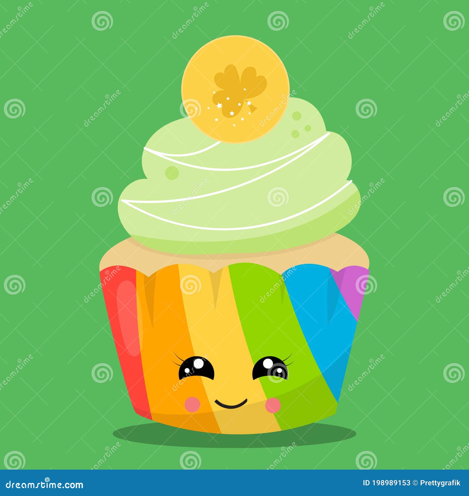Lucky cupcake smiley 07 stock vector. Illustration of vector - 198989153