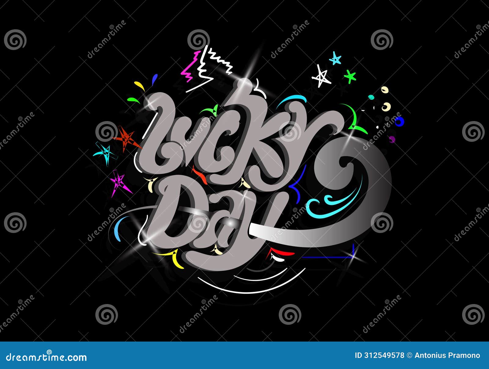 LUCKY DAY Lettering Custom Template Design Stock Vector - Illustration ...
