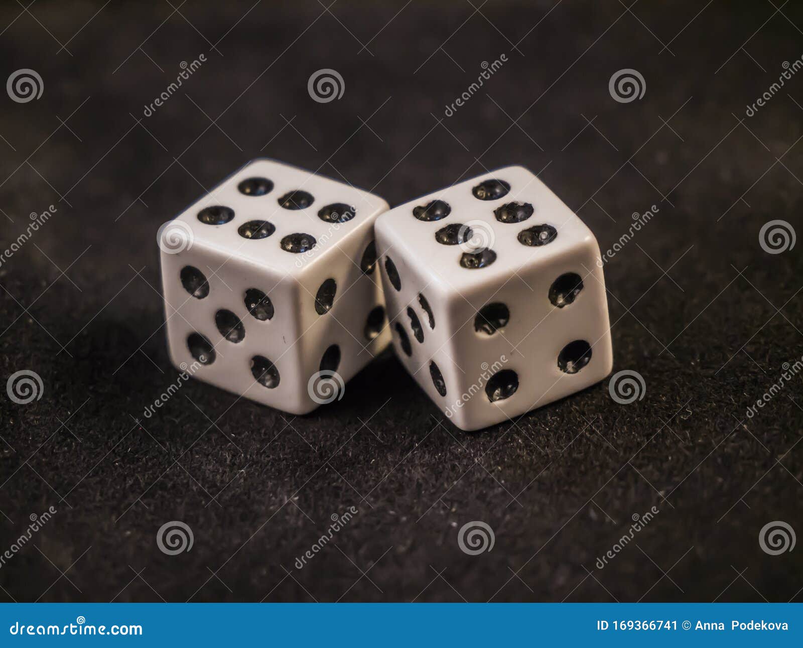 Two Dice Double Six On A Blue Background. Free Space For Text. Royalty ...