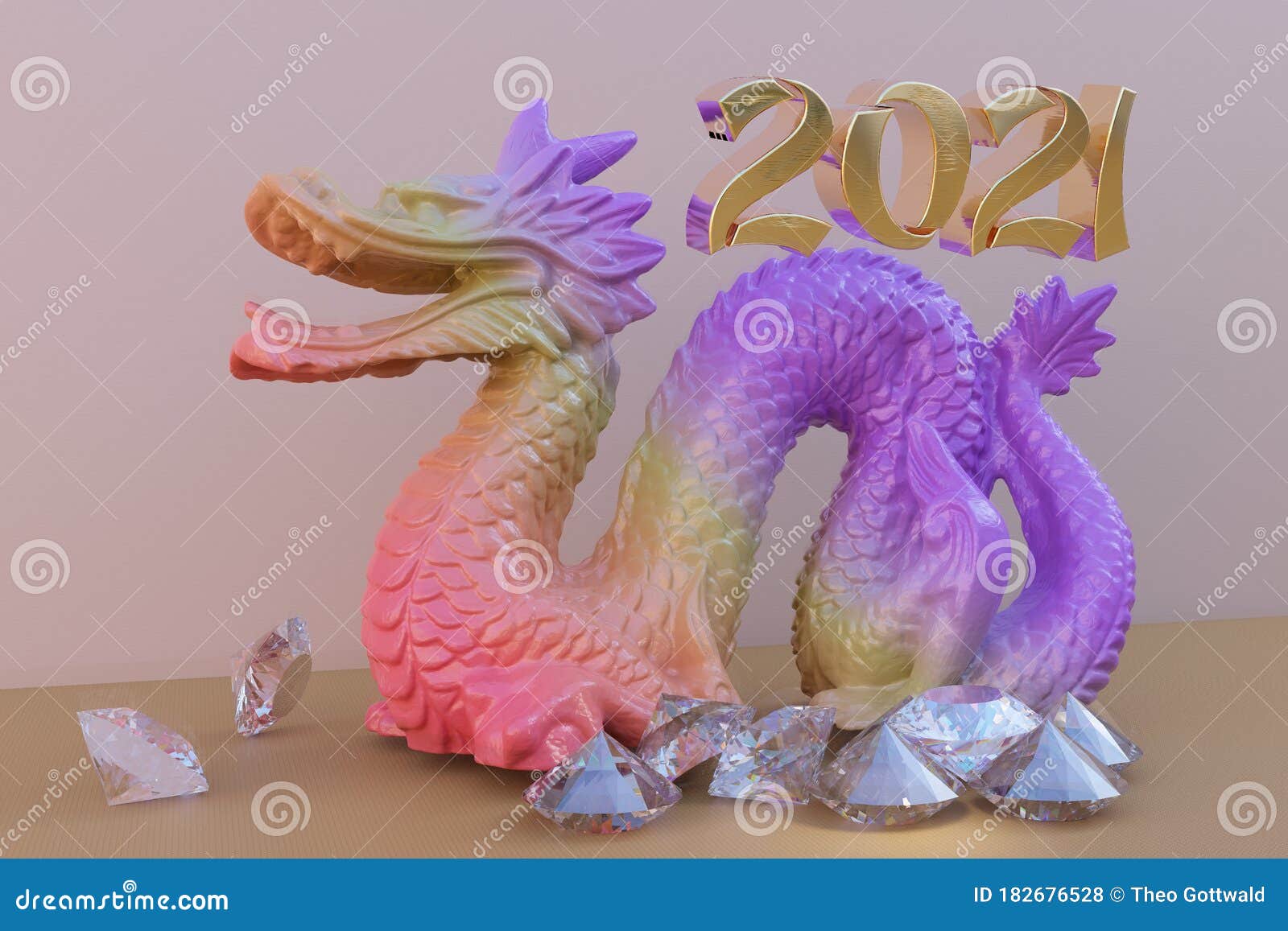 Lucky Dragon 2021 Statue stock illustration. Illustration of ...