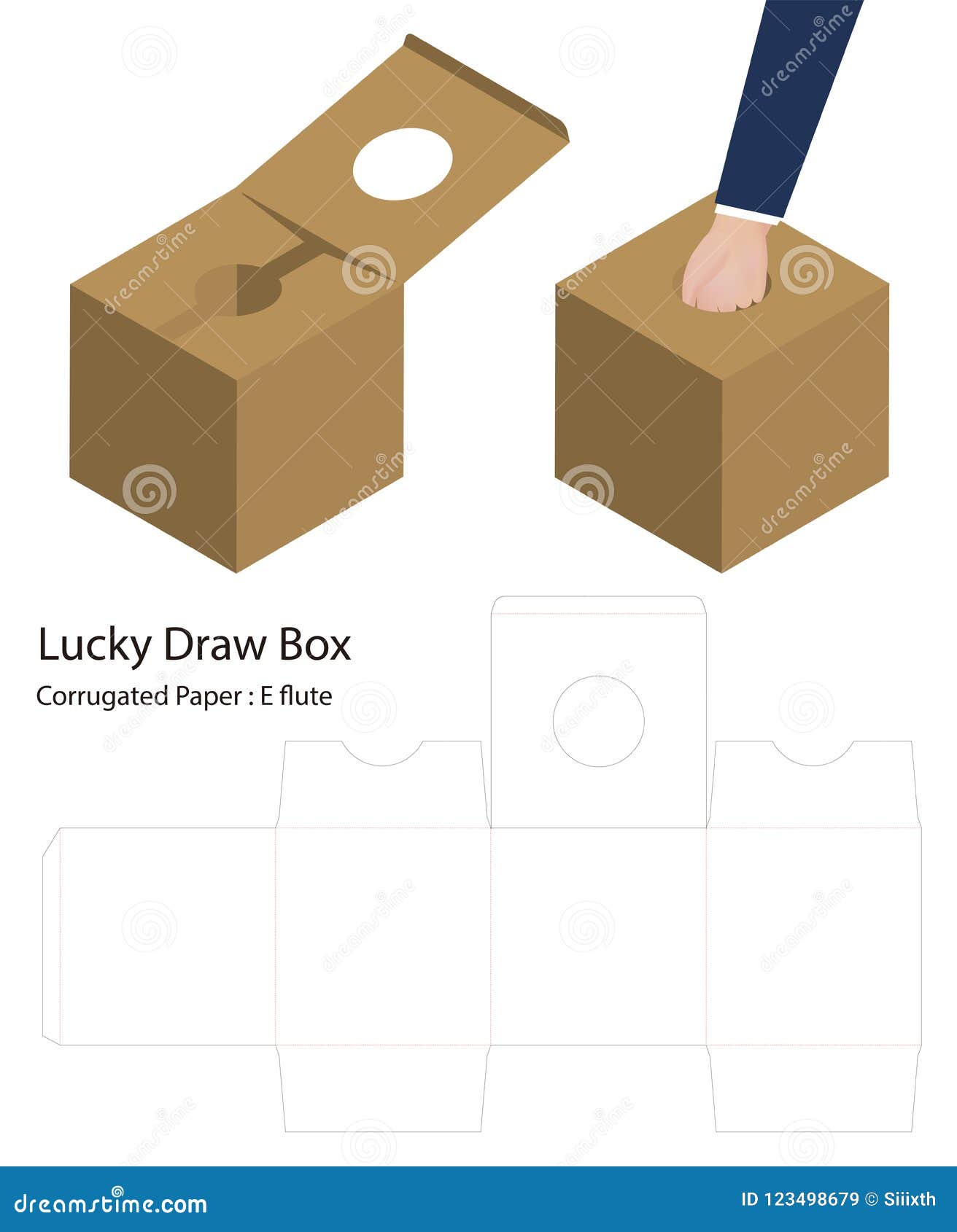 Lucky Draw Box 3d Mockup with Dieline Stock Vector - Illustration of ...