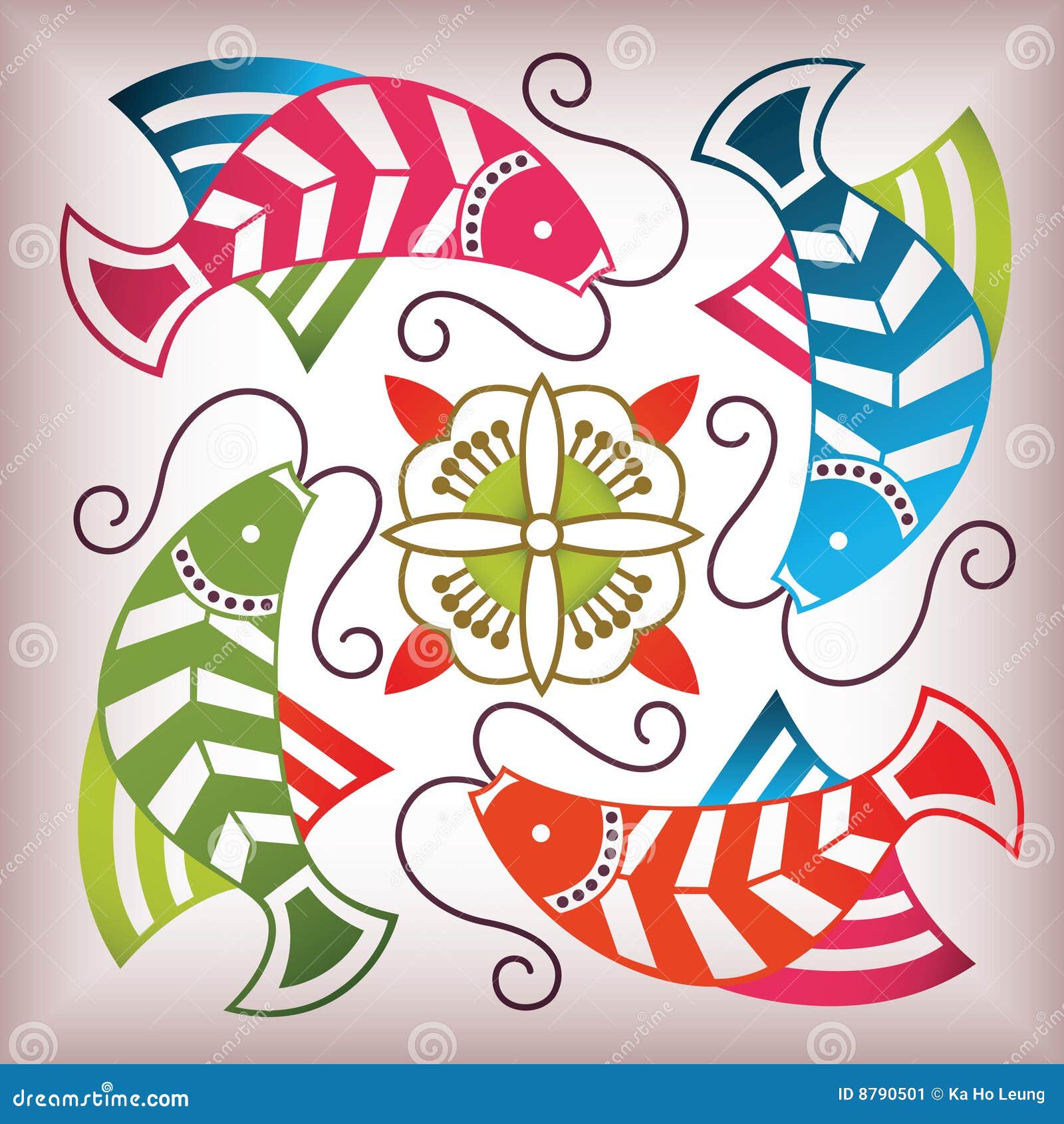 Lucky fish pattern stock vector. Illustration of floral - 8790501