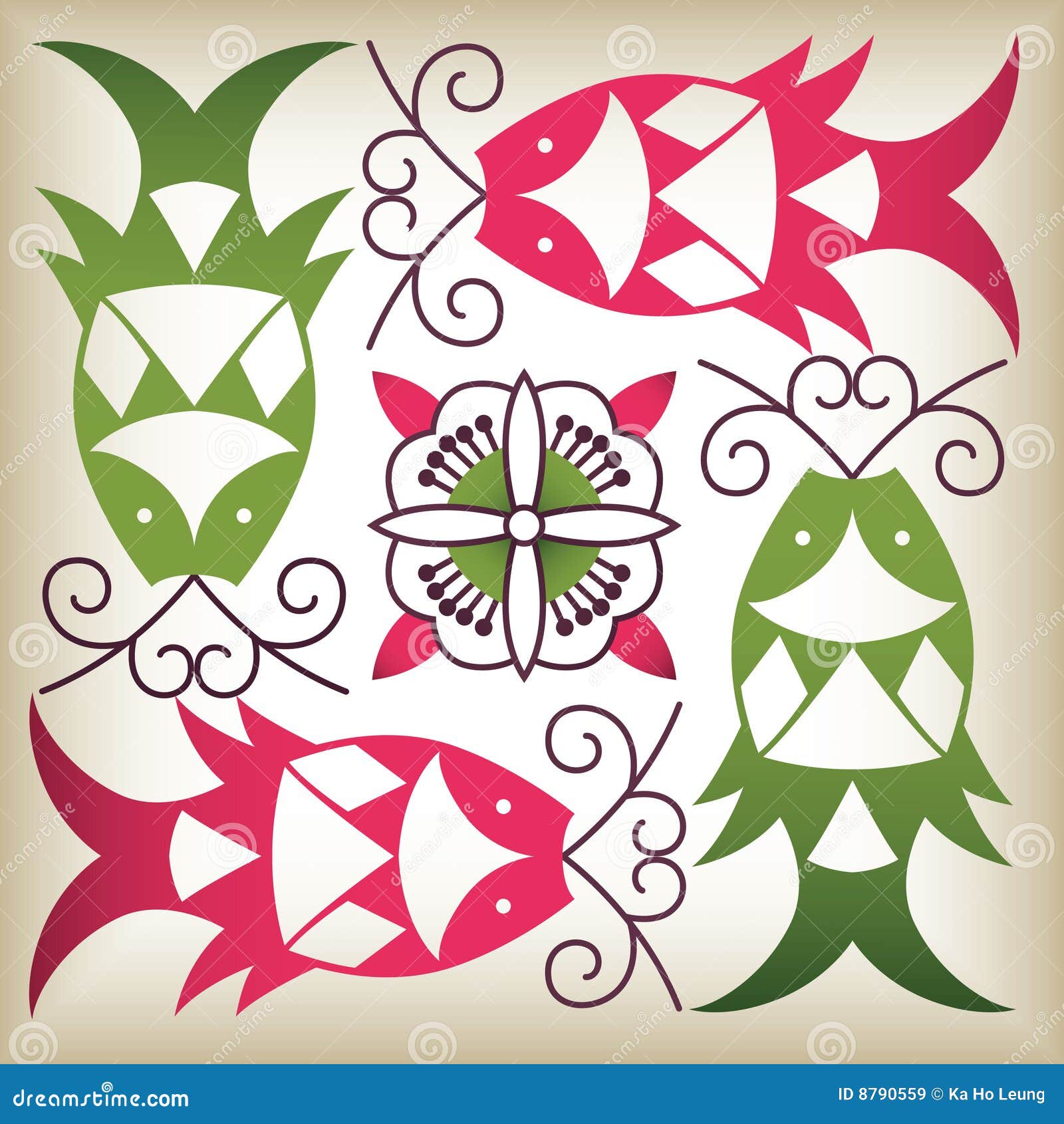 Lucky fish pattern stock vector. Illustration of floral - 8790559