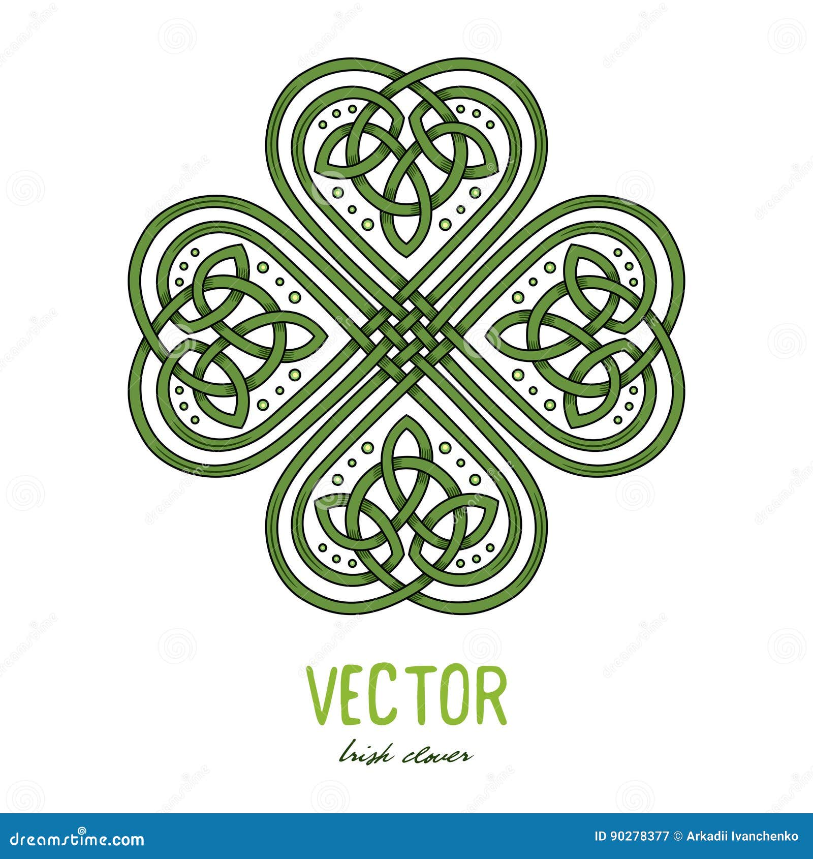 Lucky Four Leaf Clover in the Celtic Style Stock Vector - Illustration ...