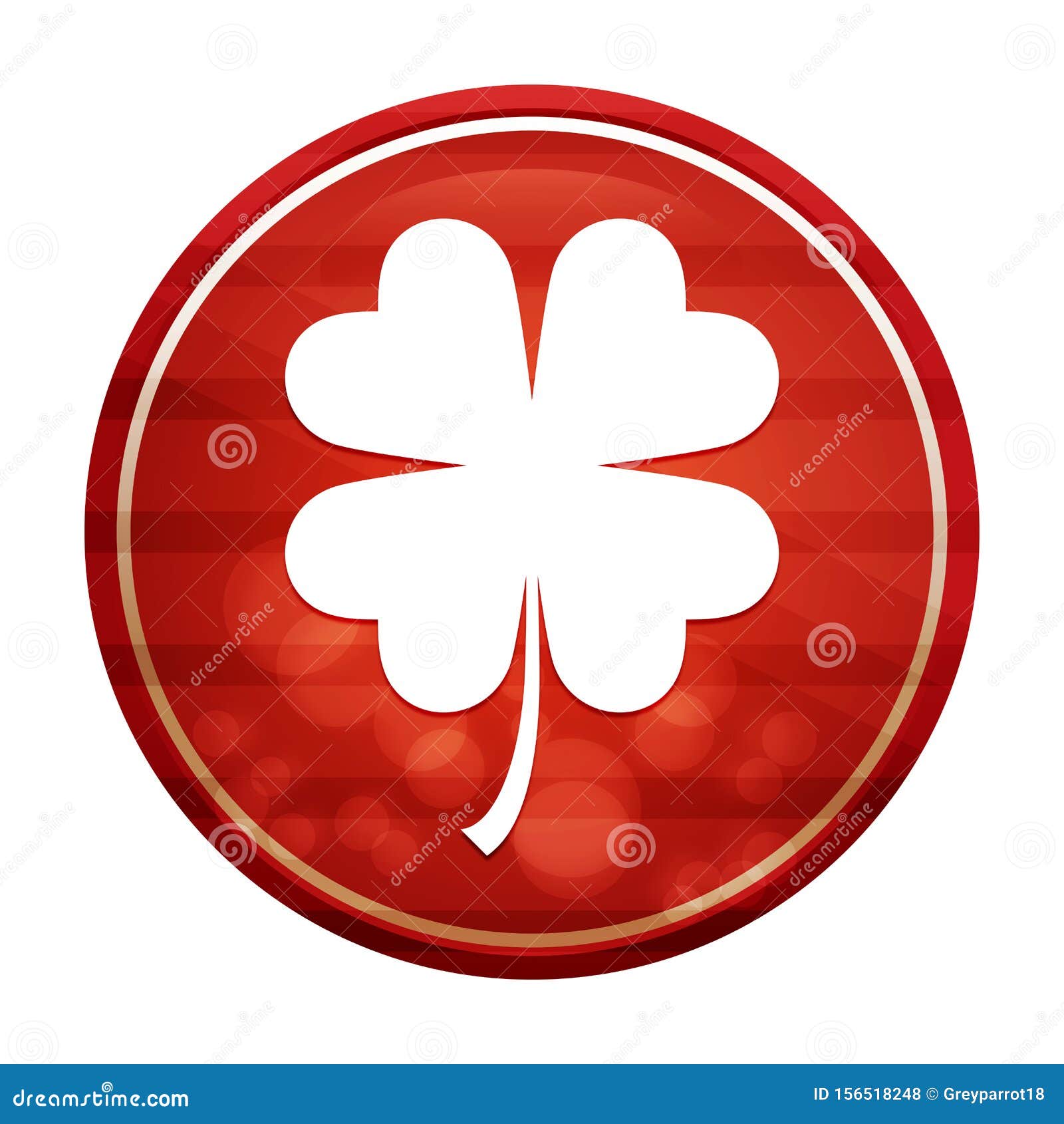 Lucky Four Leaf Clover Icon Realistic Diagonal Motion Red Round Button ...