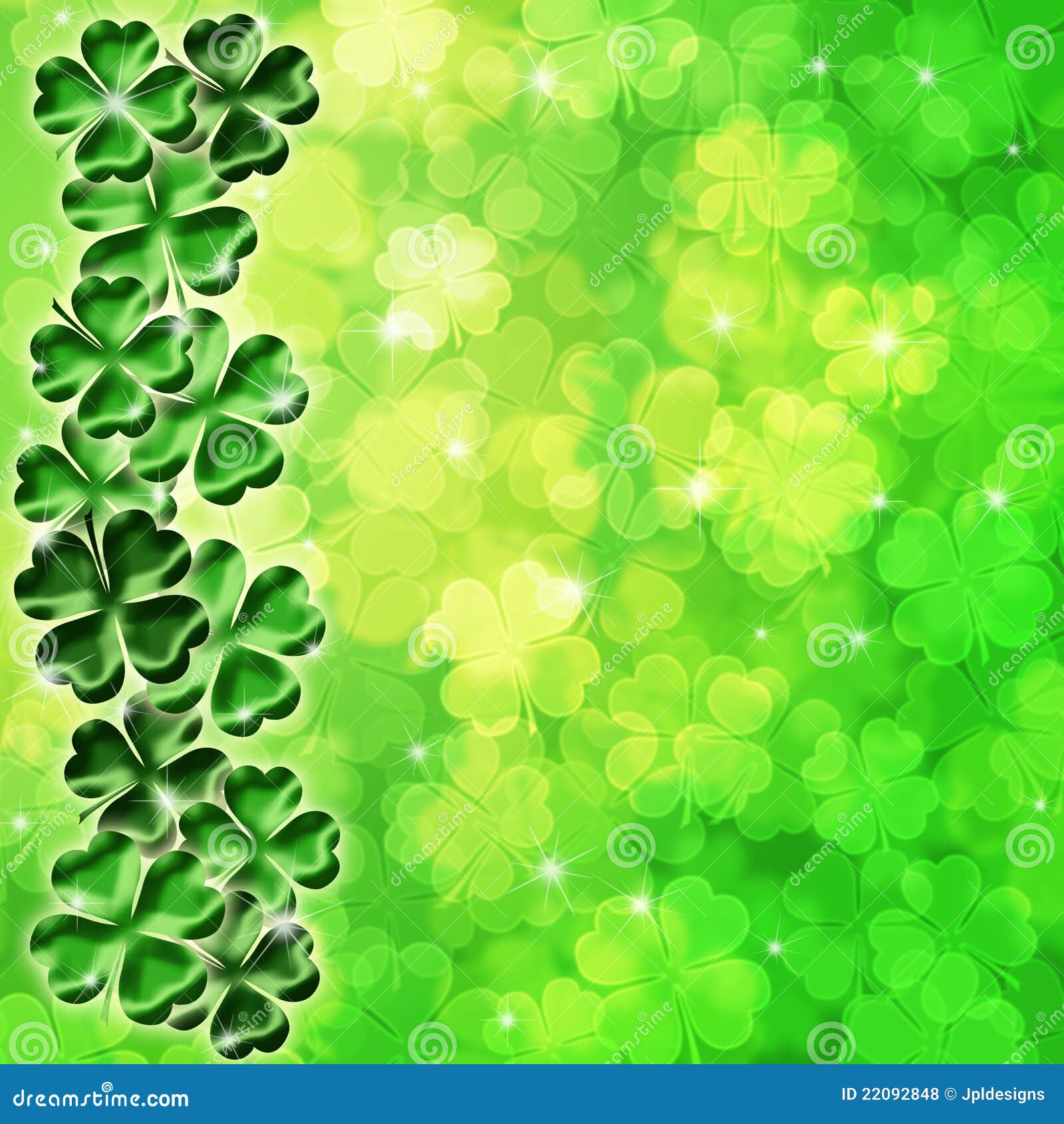 Lucky Four Leaf Clover Shamrock Blur Background Stock Illustration