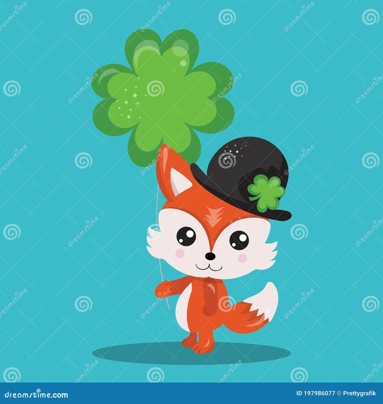 LUCKY FOX BALLOON 05 stock vector. Illustration of balloon - 197986077
