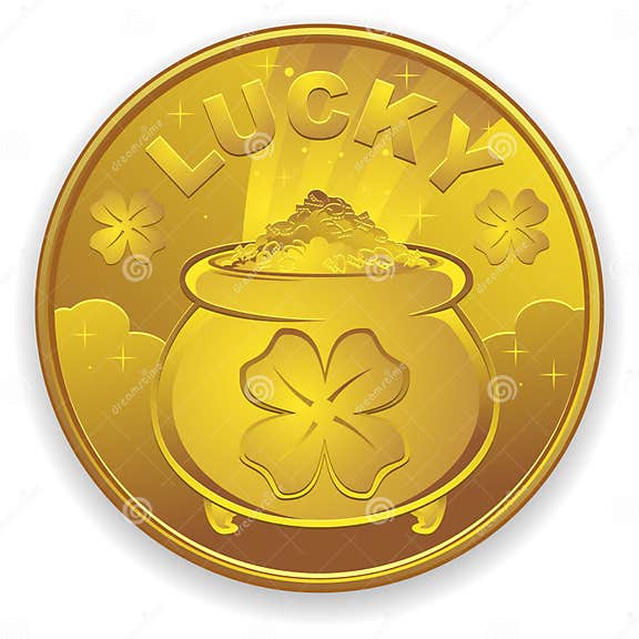 Lucky Gold Coin stock vector. Illustration of culture - 17705695