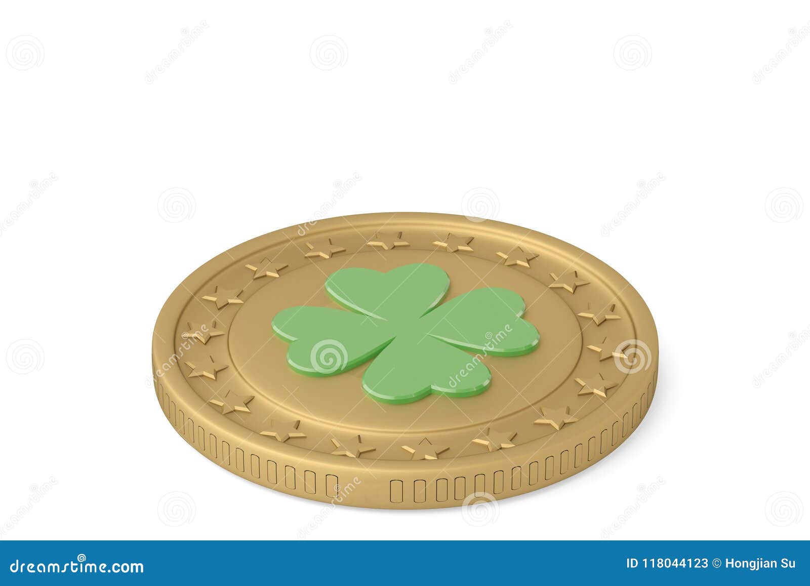 Lucky Gold Coin.3D Illustration Stock Illustration - Illustration of ...