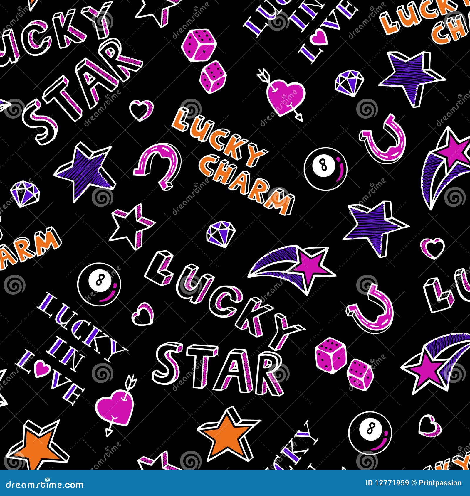 Lucky graffiti print stock vector. Illustration of chearm - 12771959