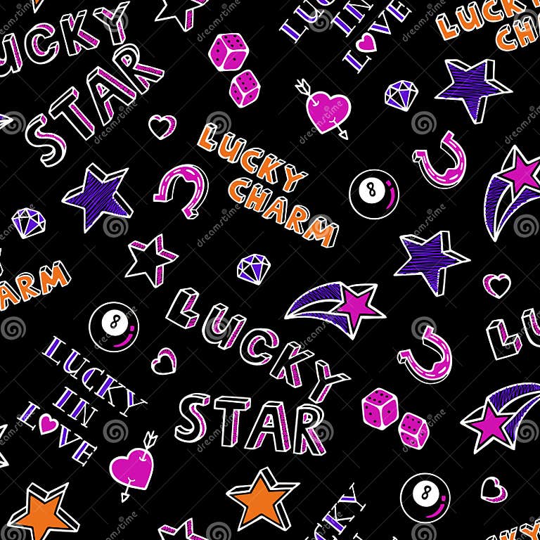 Lucky graffiti print stock vector. Illustration of chearm - 12771959