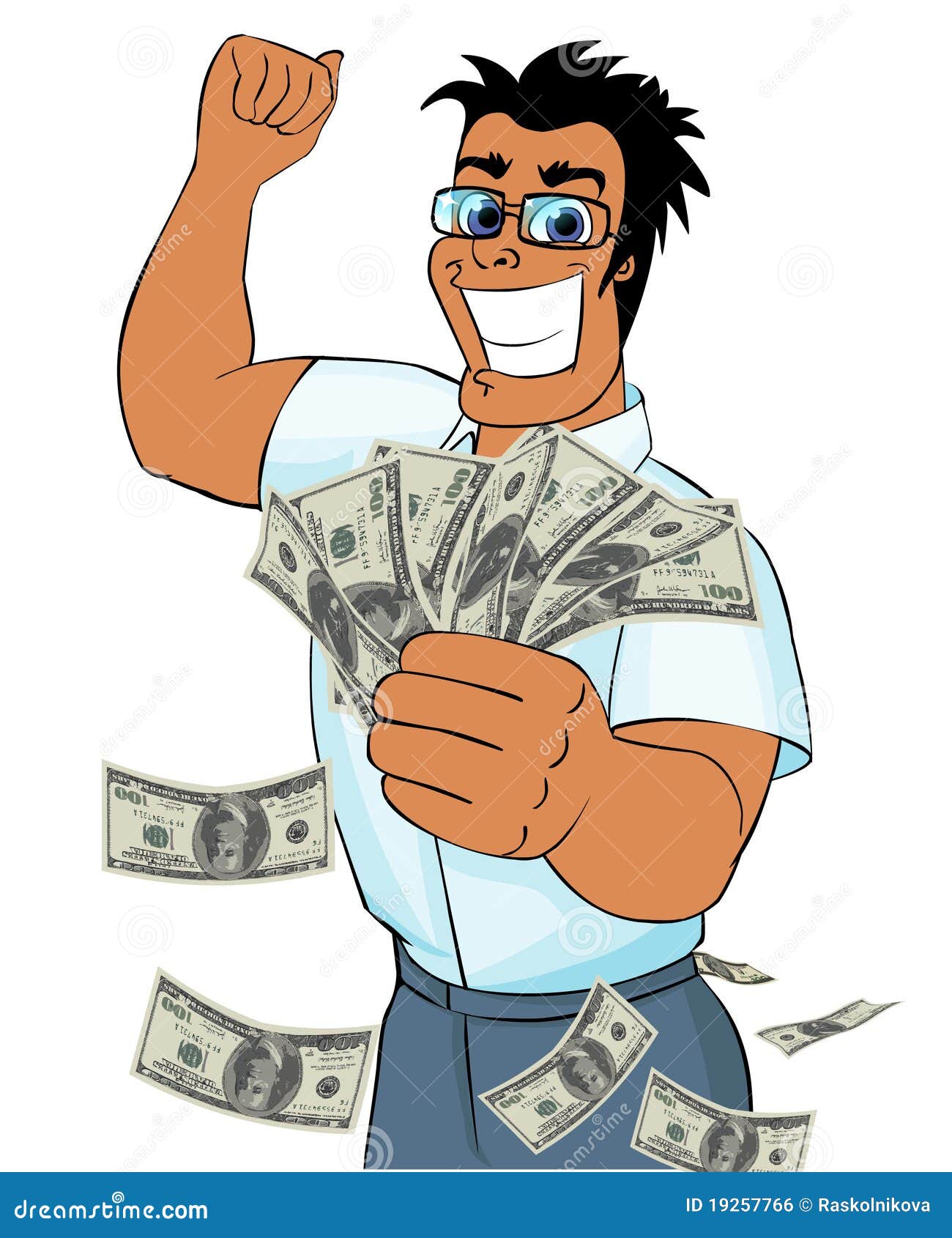 Lucky Guy with a Lot of Money Stock Illustration - Illustration of luck ...