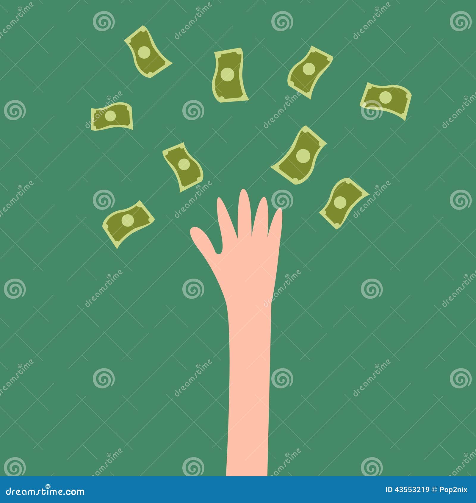 Lucky hand with fly money stock vector. Illustration of savings - 43553219