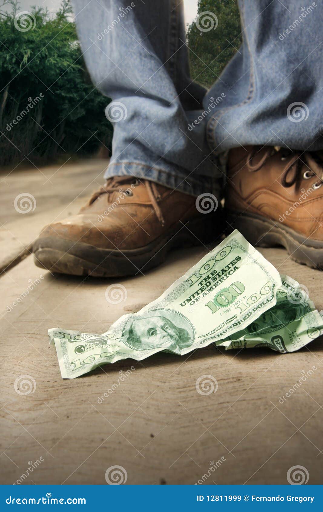 Lucky man finds money stock image. Image of dollar, luck - 12811999