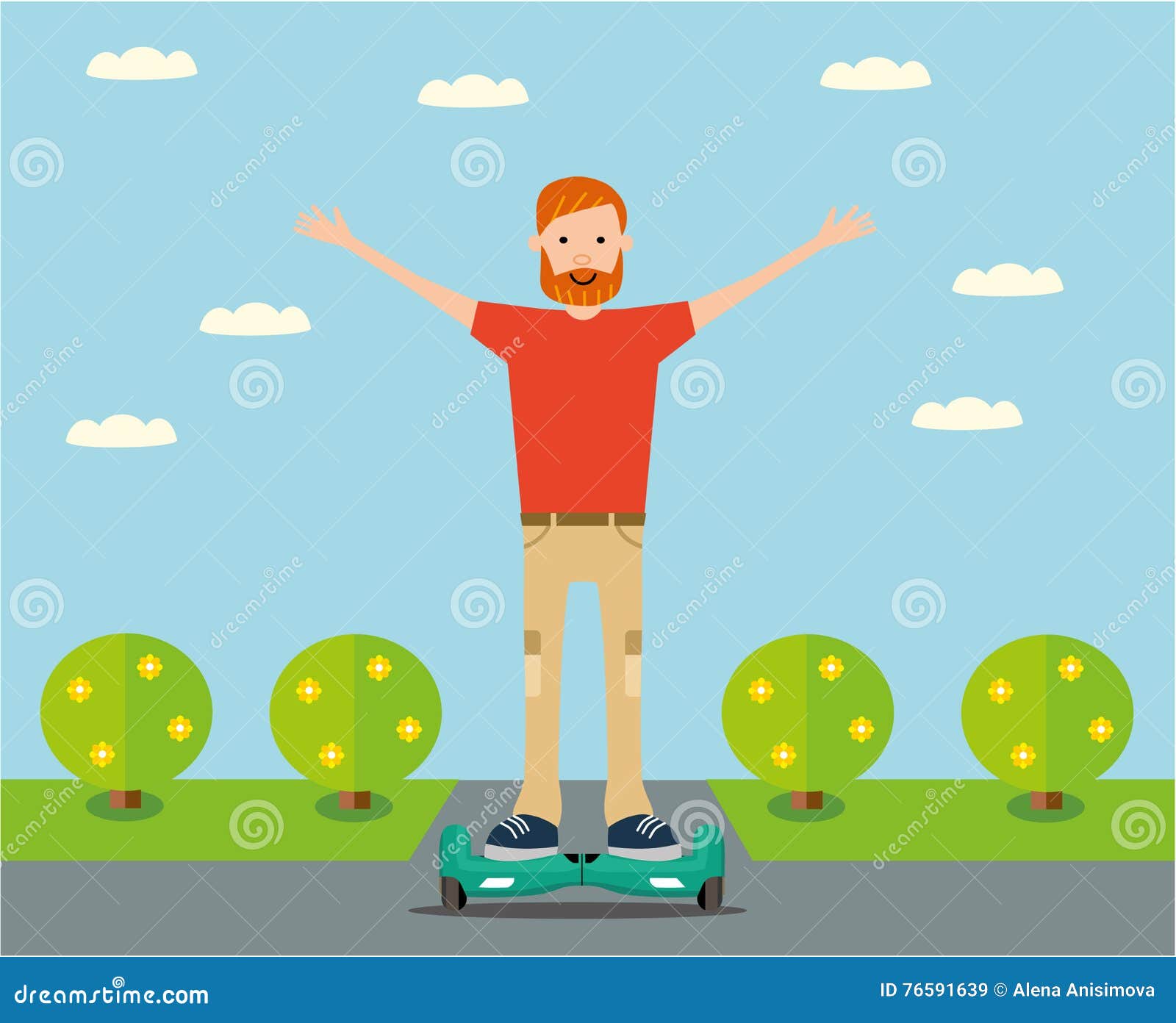 Man Rides On Gyroscooter. Vector Illustration In A Flat Cartoon Style ...