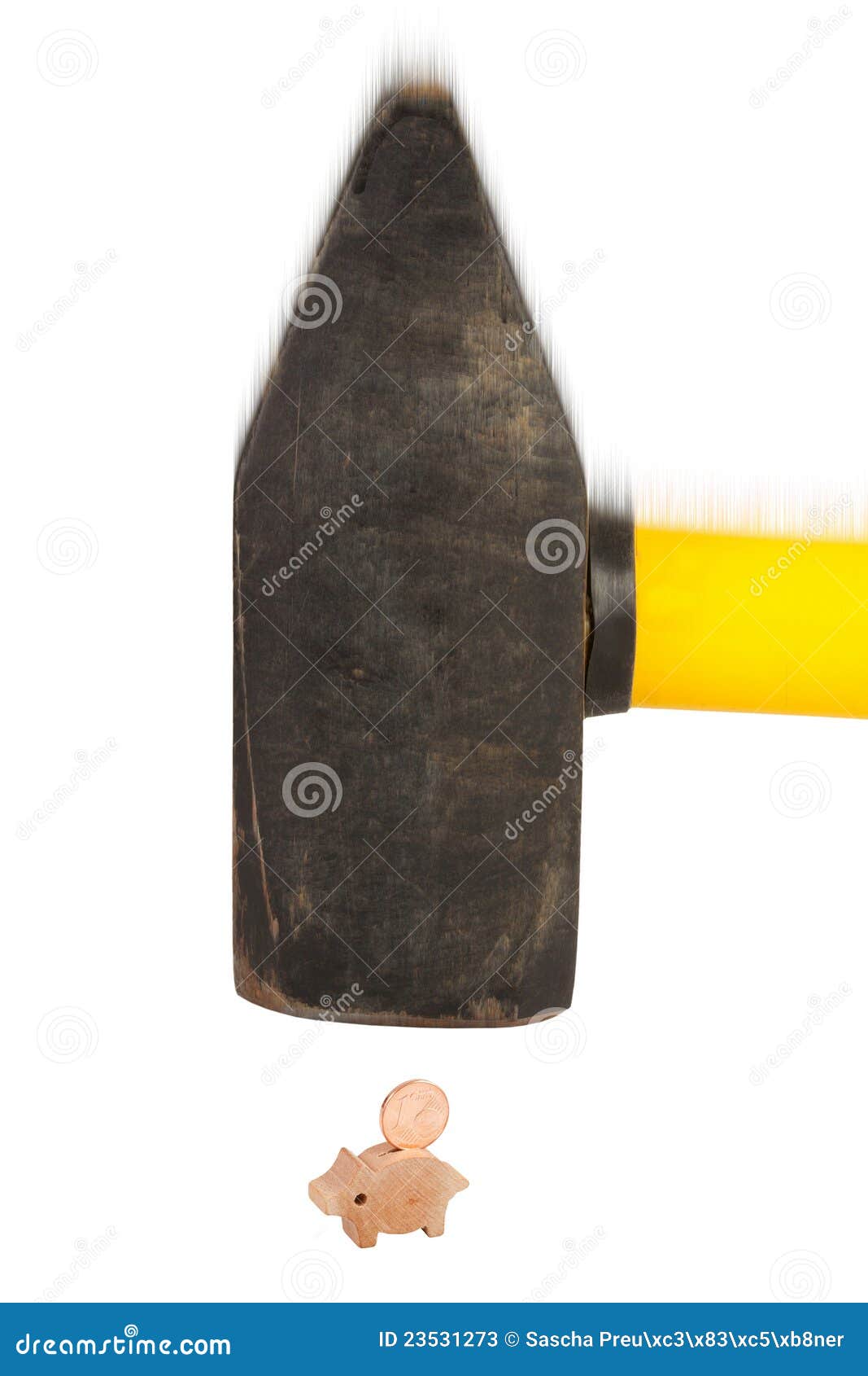Lucky pig with hammer stock image. Image of closeup, animal - 23531273