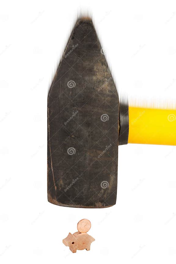 Lucky pig with hammer stock image. Image of closeup, animal - 23531273