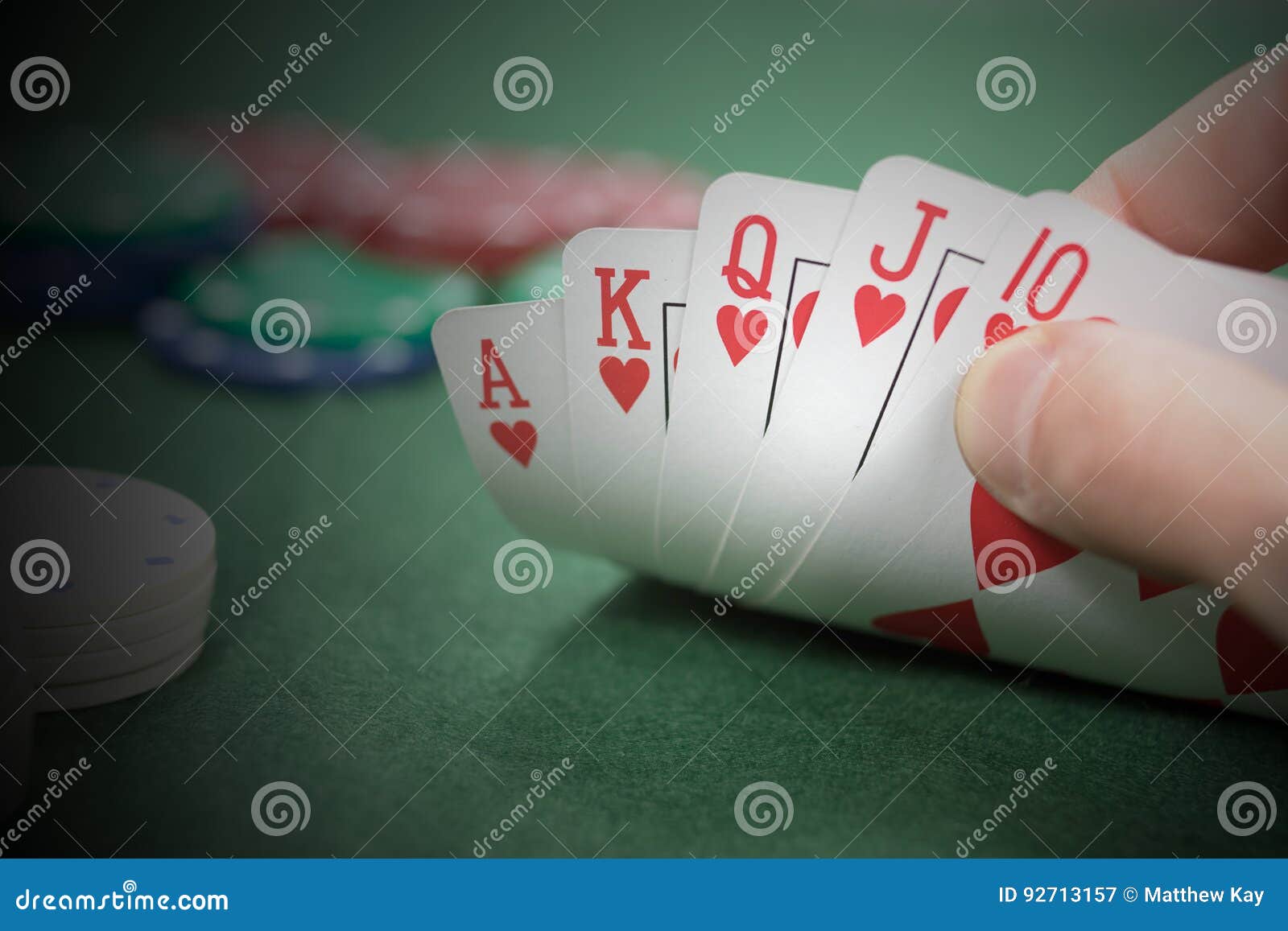 Lucky Poker Player with a Winning Hand Stock Image - Image of fingers ...