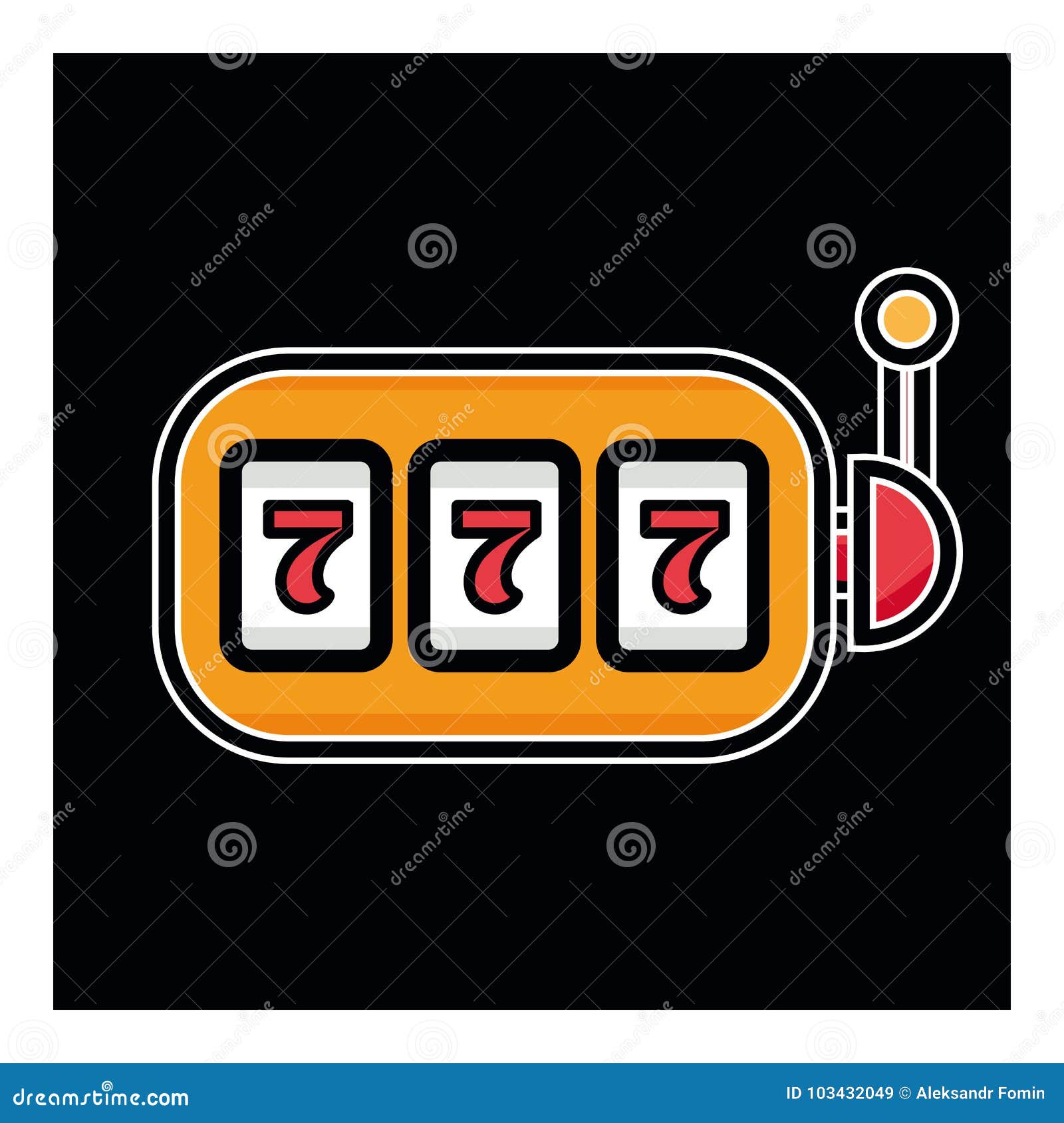 Lucky Seven on Slot Machine Icon. Simple Illustration of Lucky Seven on ...