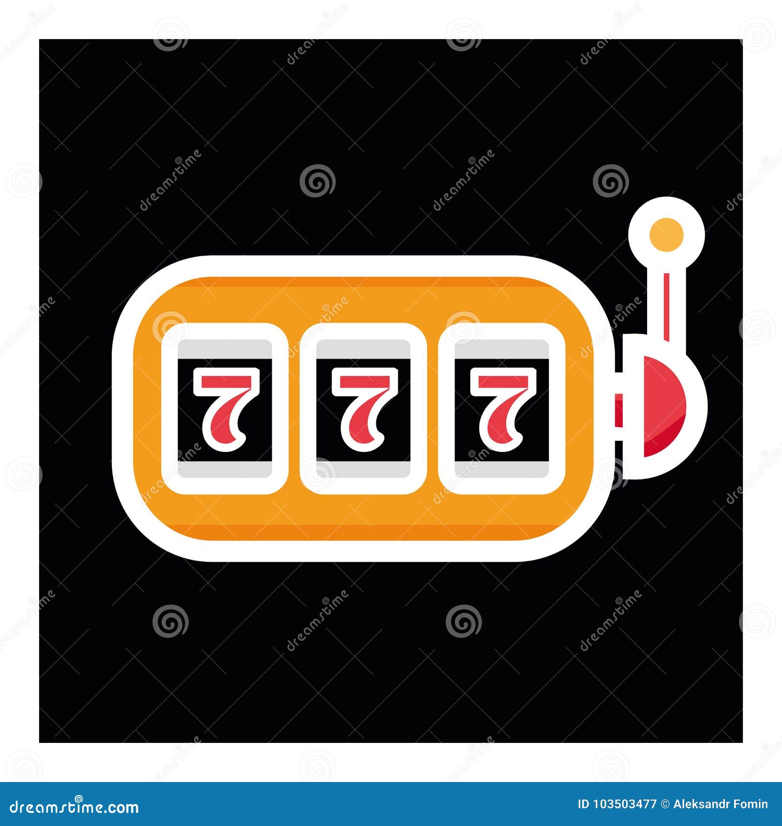 Lucky Seven on Slot Machine Icon. Simple Illustration of Lucky Seven on ...