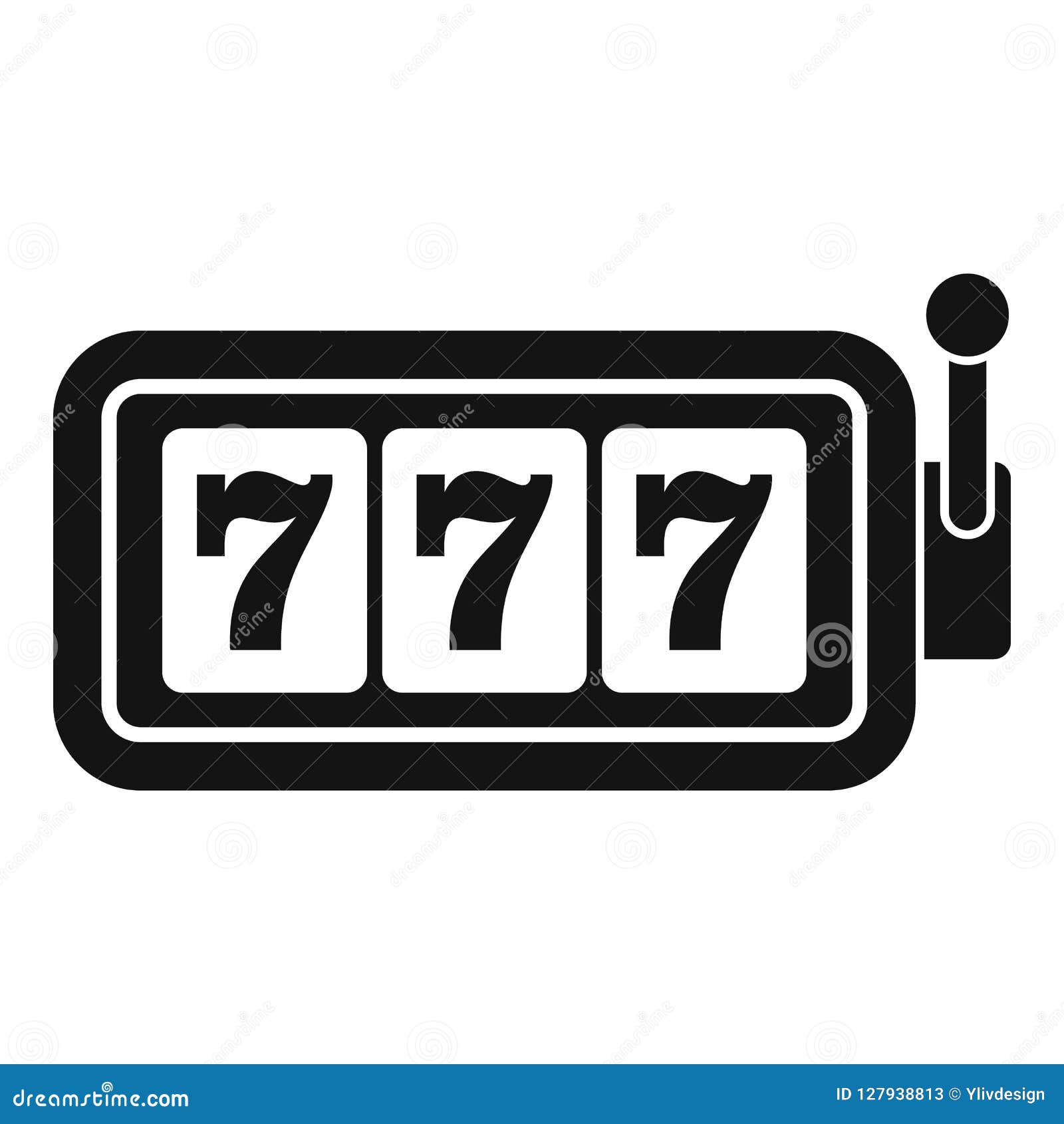 Lucky Seven on Slot Machine Icon, Simple Style Stock Illustration ...