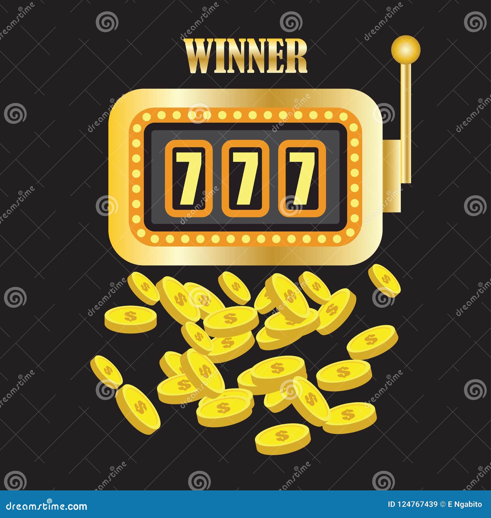 Lucky Sevens Jackpot in Golden Slot Machine Stock Vector - Illustration ... Lucky Sevens Jackpot in Golden Slot Machine Stock Vector - Illustration ...