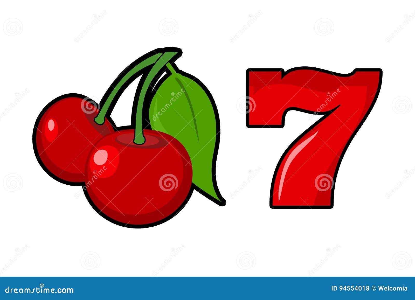 Lucky Slot Cherry and Seven Stock Illustration - Illustration of fruit ...
