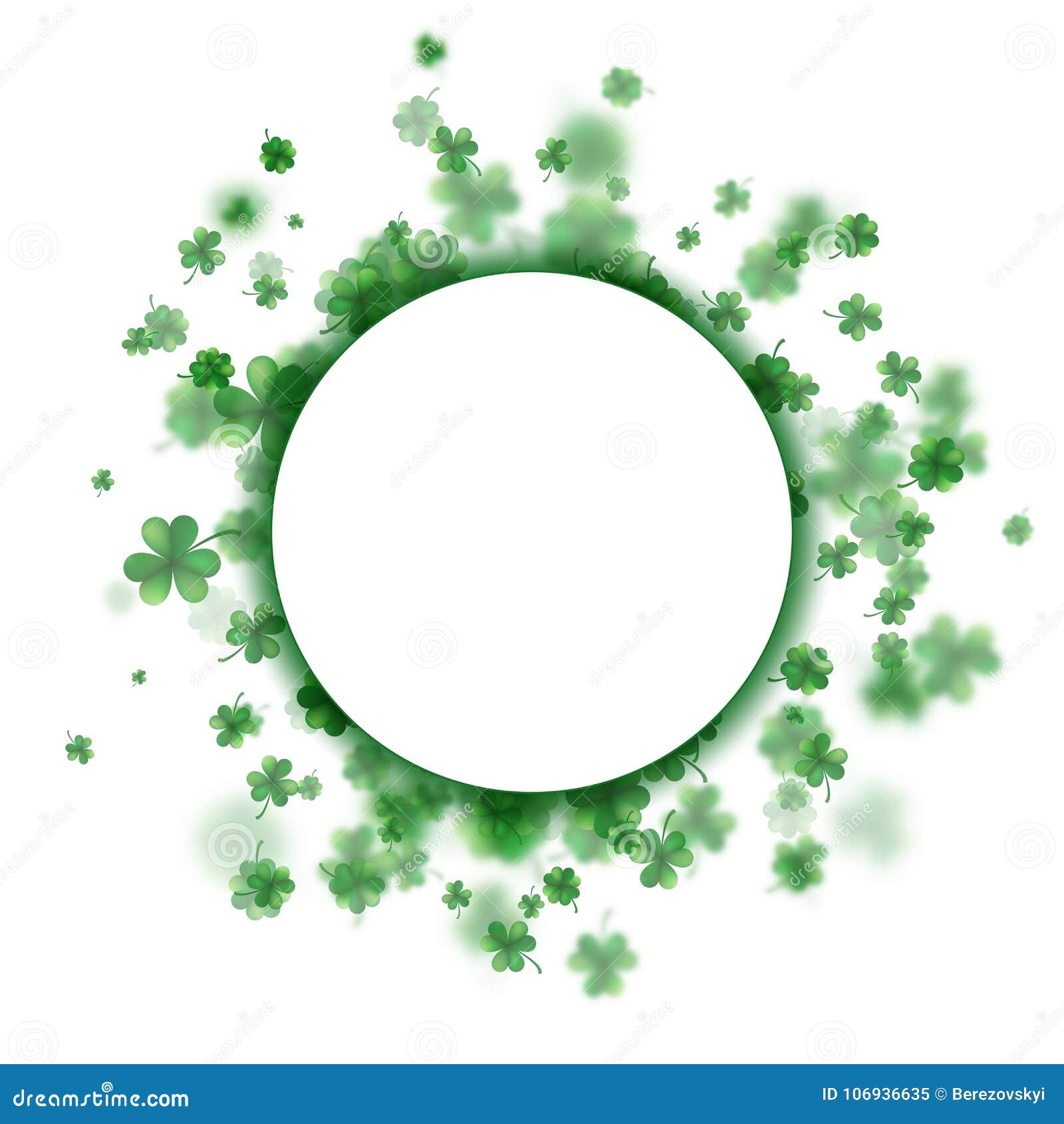Lucky Spring Design with Shamrock. Clover Round Border. EPS 10 Vector ...