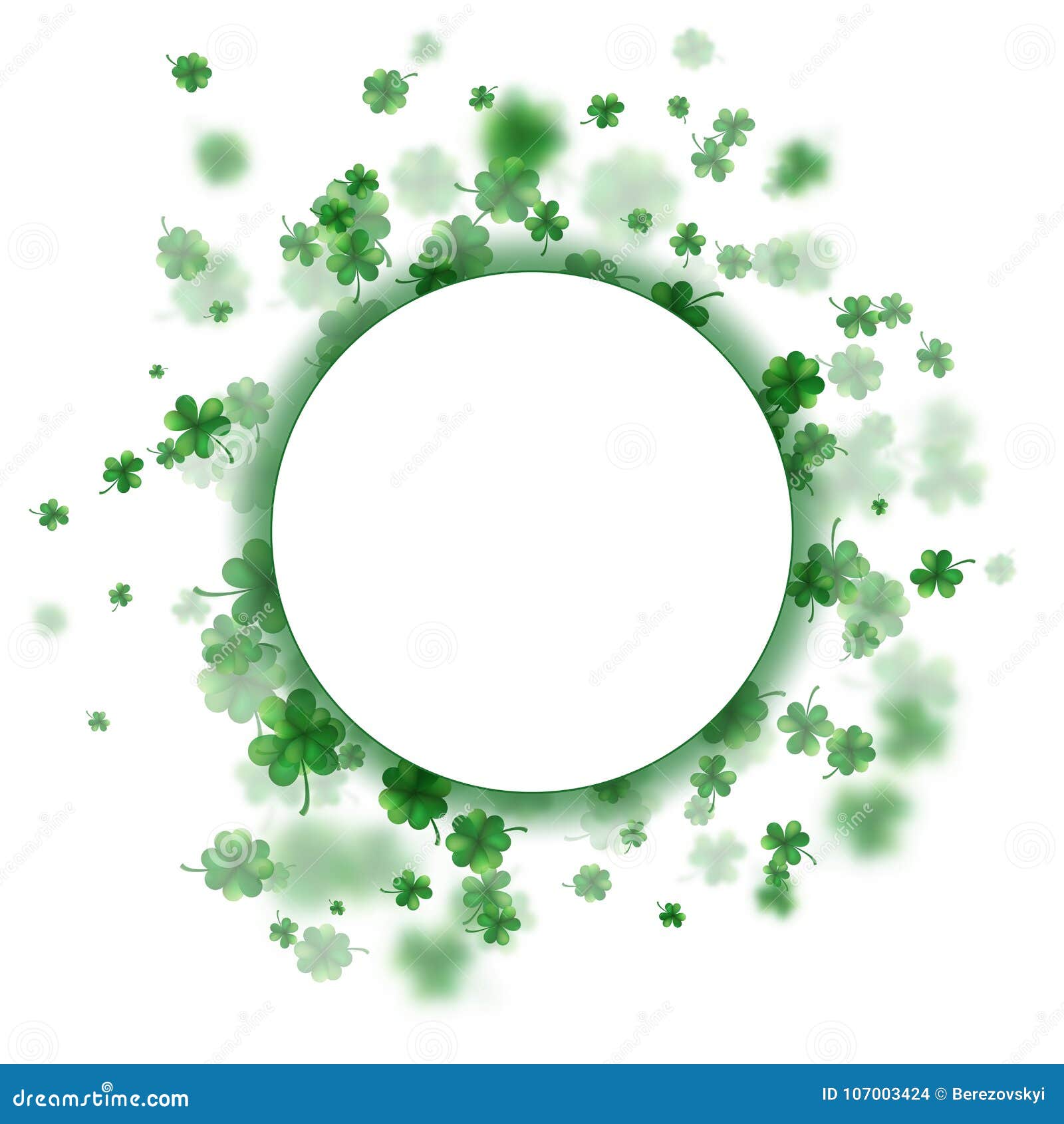 Lucky Spring Design with Shamrock. Clover Round Border. EPS 10 Vector ...