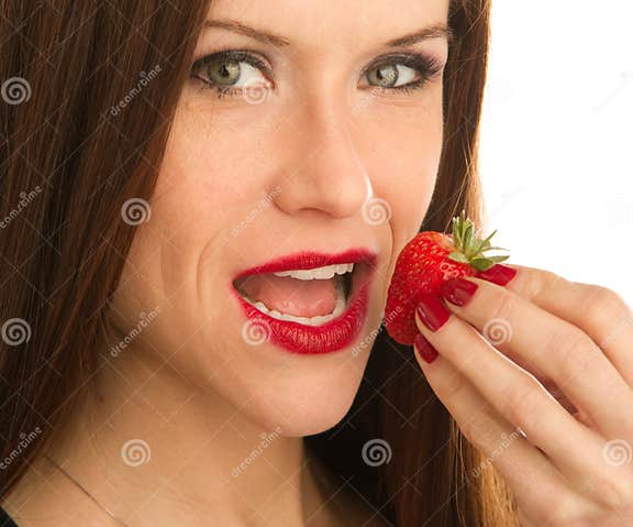 Lucky Strawberry Fruit Food Berry Womans Hand Stock Image - Image of ...