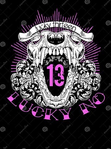 Lucky thirteen stock vector. Illustration of word, artwork - 5059747
