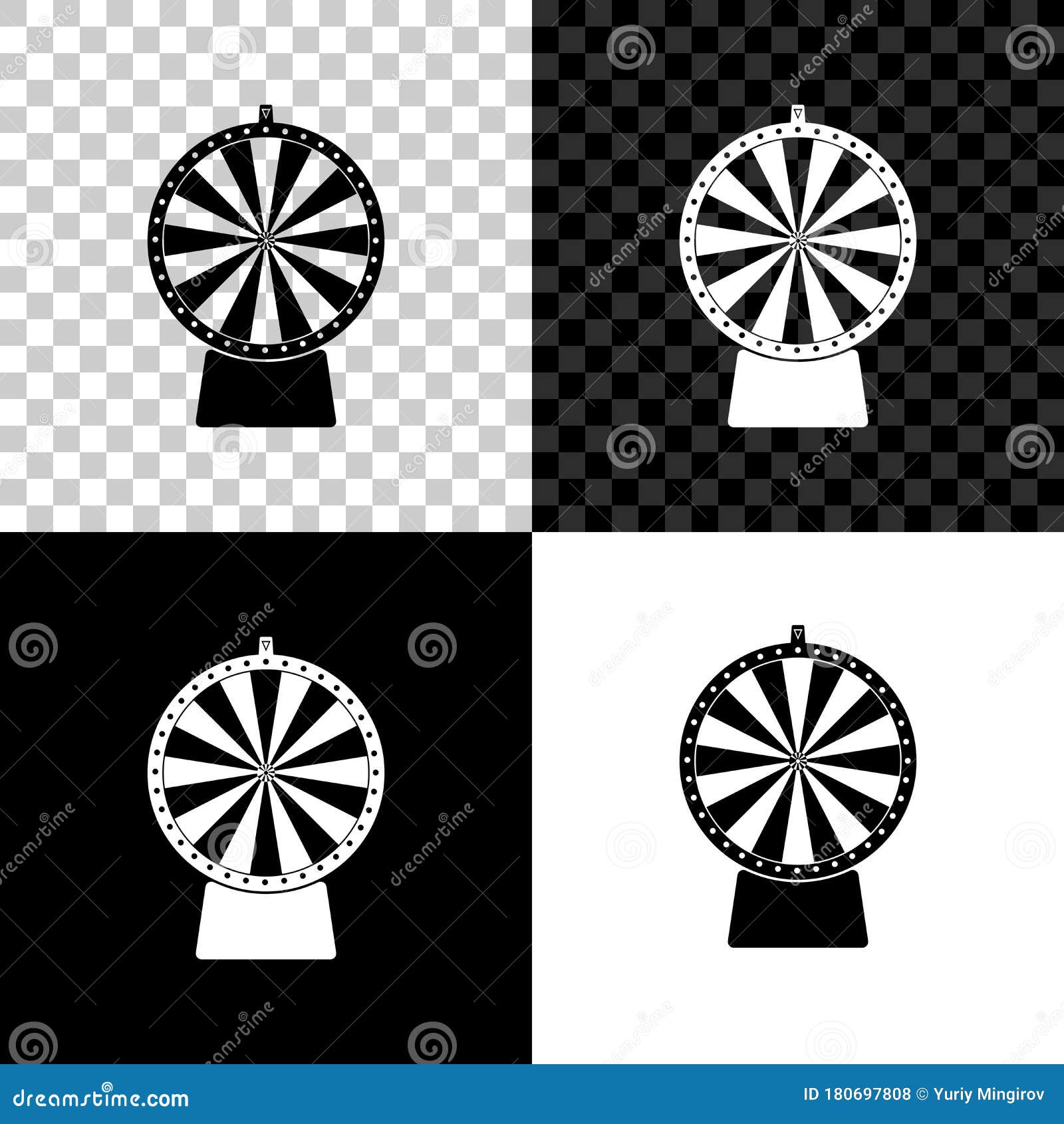 Lucky Wheel Icon Isolated on Black, White and Transparent Background ...