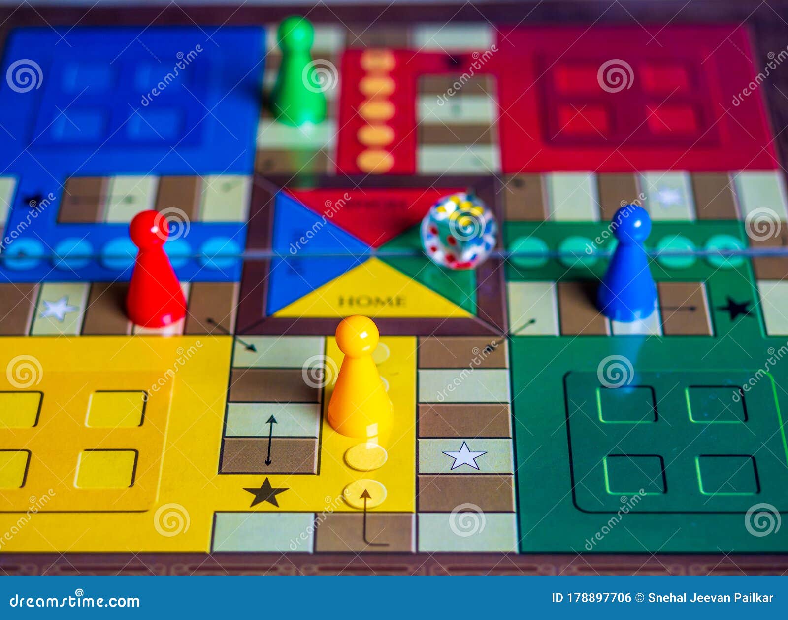 Ludo Board Game With Different Colored Pawns Editorial Image ...