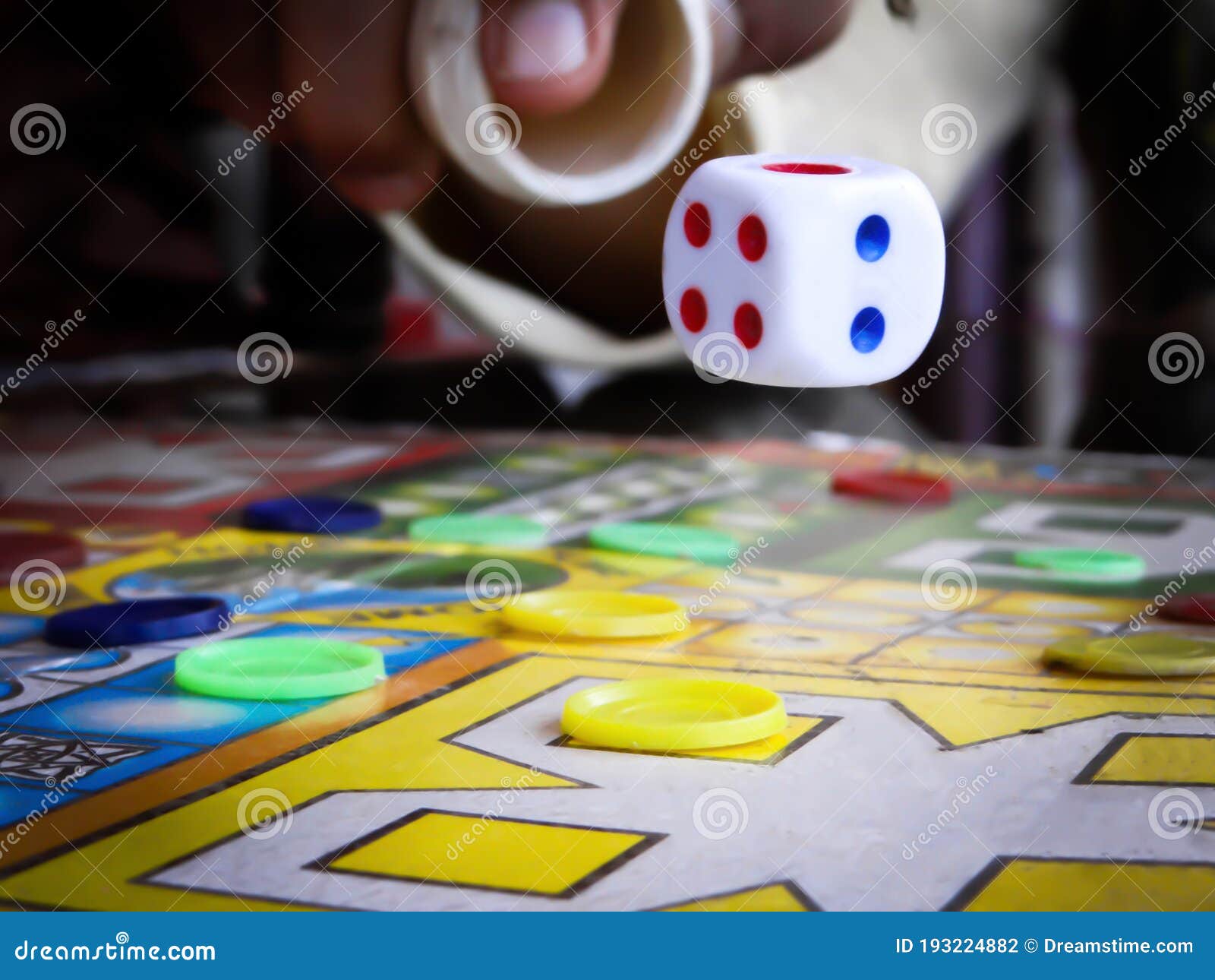 Ludo Dice In White Color Isolated On Black Background. Game, Recreation ...