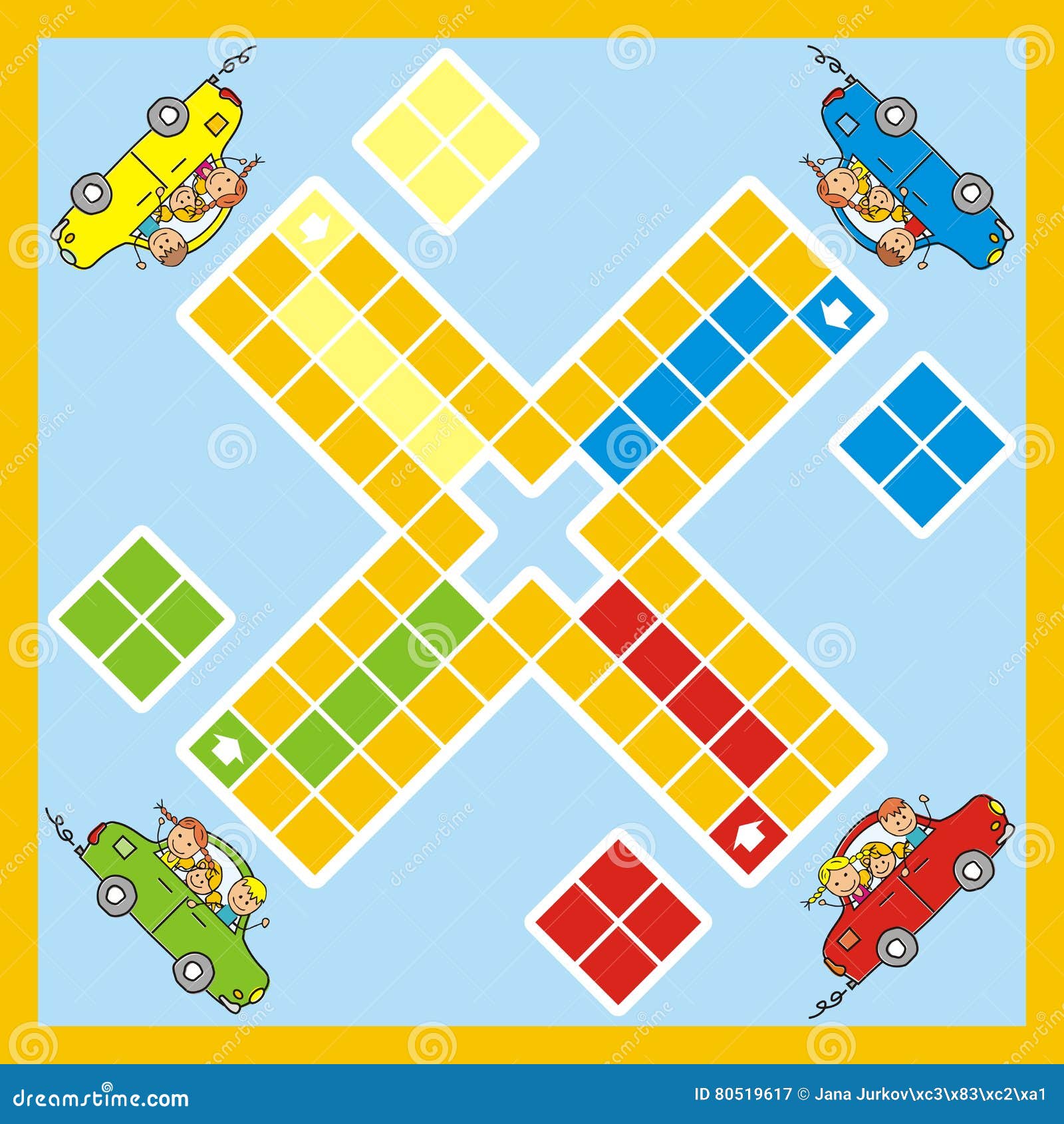 Ludo, Board Game with Car and Children, Vector Stock Vector ...