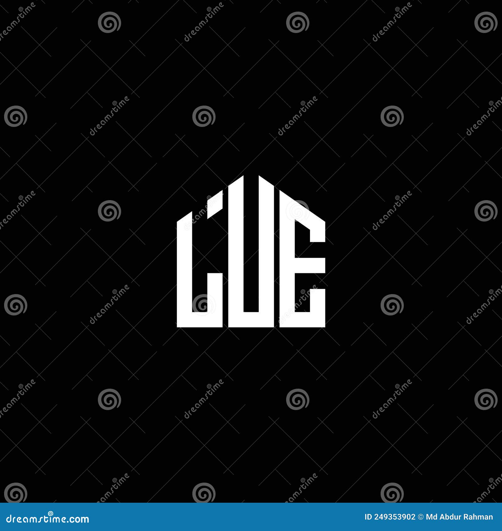 LUE Letter Logo Design on BLACK Background. LUE Creative Initials ...