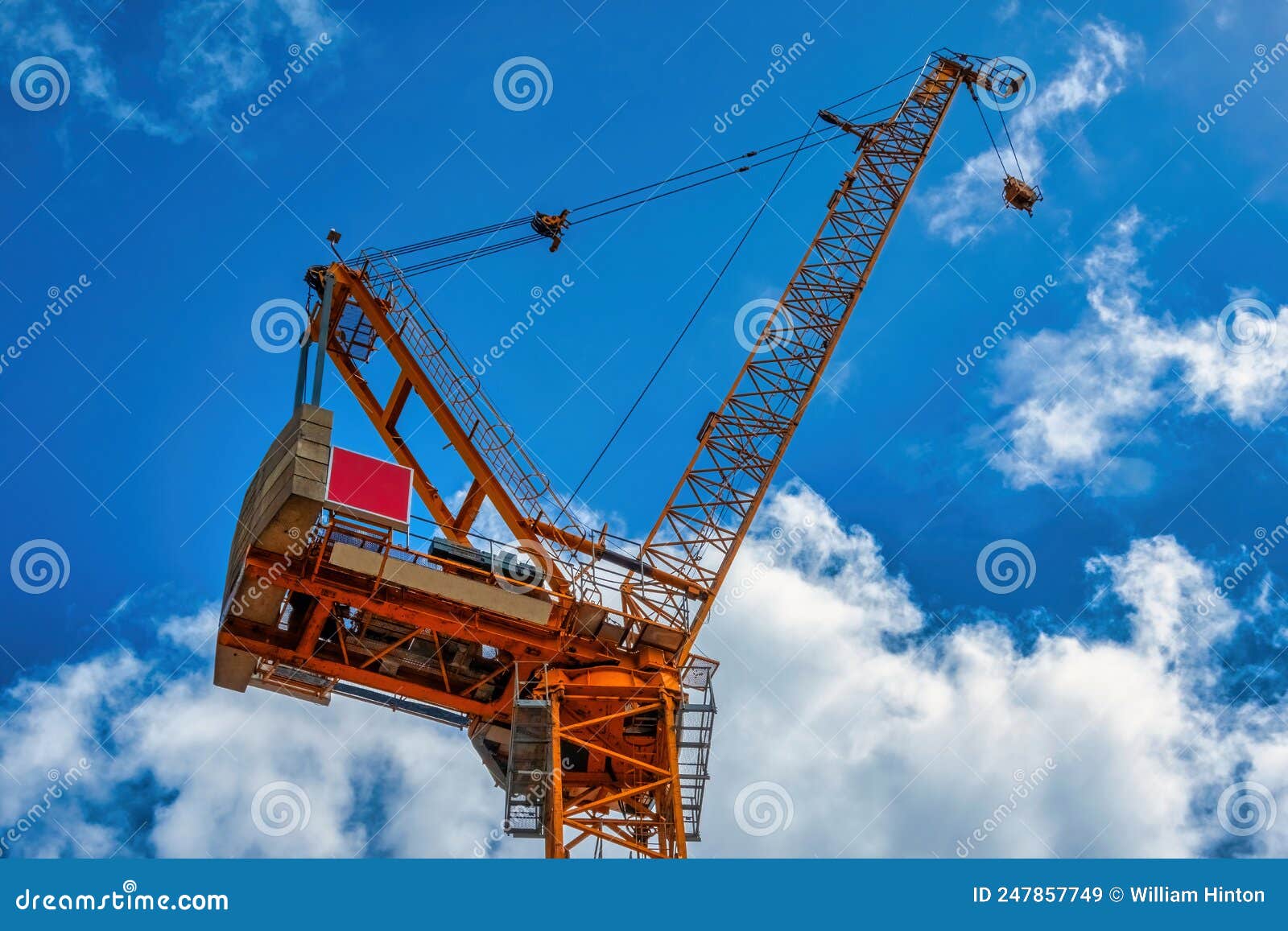 Luffing Jib Tower Crane Against Blue Cloudy Sky. Stock Image - Image of ...