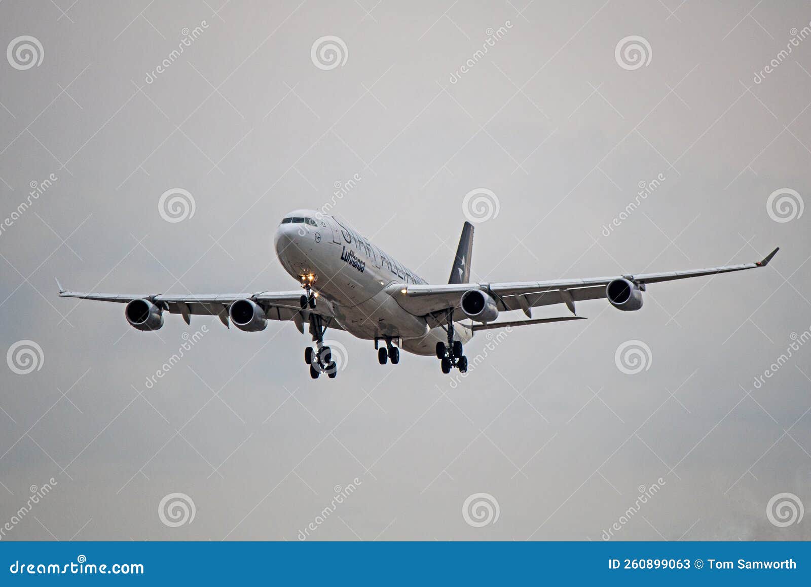 Lufthansa Airbus A340-300 Front View Stock Image - Image of airport ...