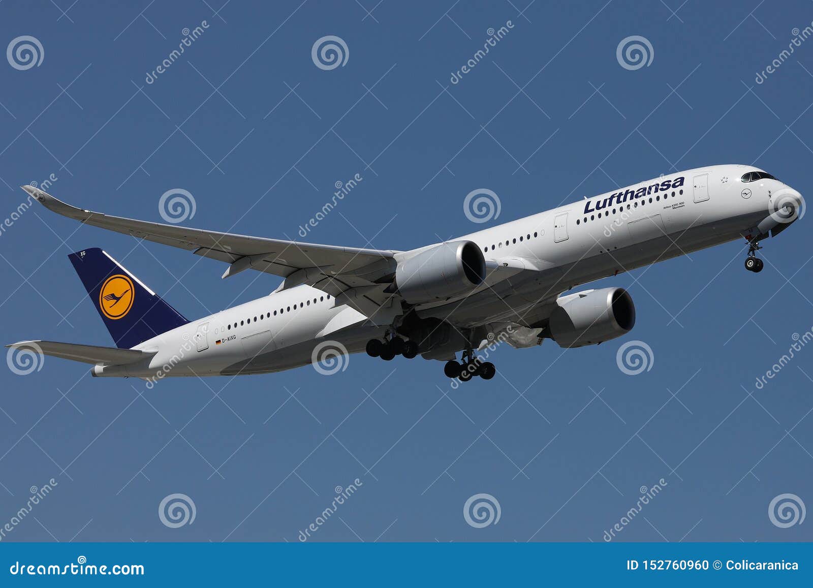 Lufthansa Plane Flying Up in the Blue Sky Editorial Image - Image of ...