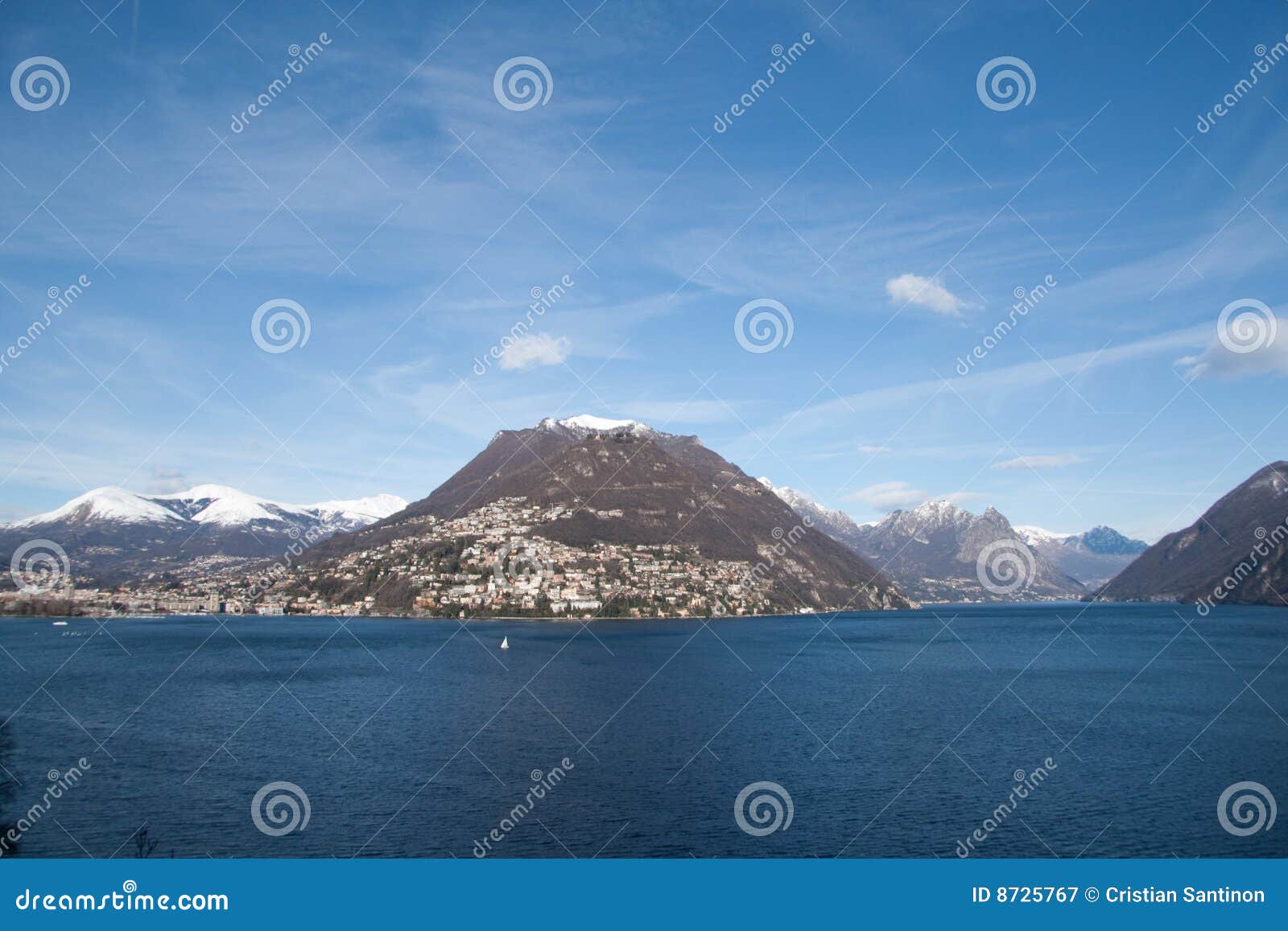 Lugano lake stock image. Image of lugan, snow, tourism - 8725767