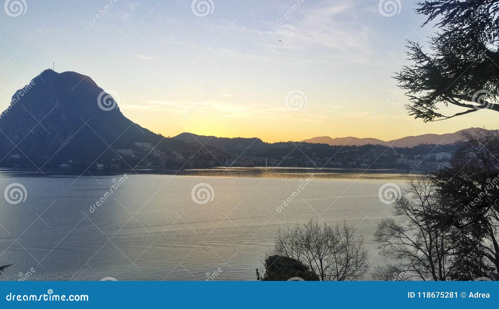 Lugano Lake View from Mount Bre Stock Image - Image of park, spring ...
