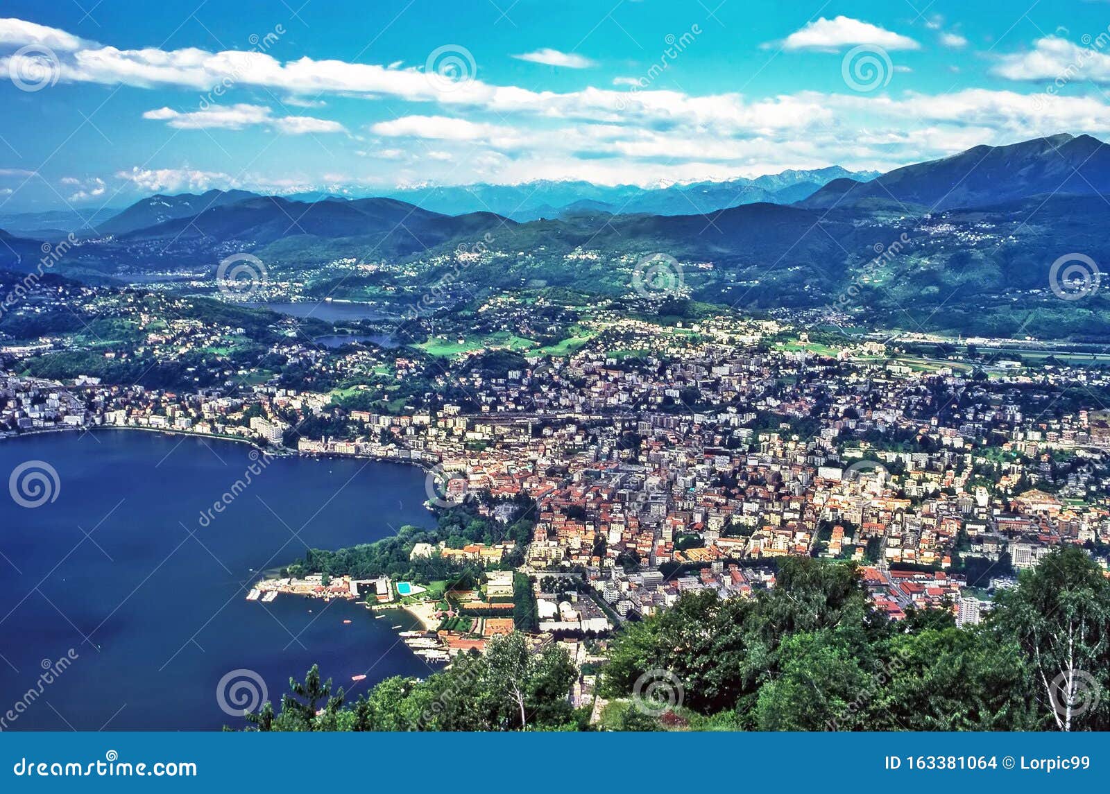 View of Lugano with Lake in Switzerland Stock Photo - Image of lugano ...