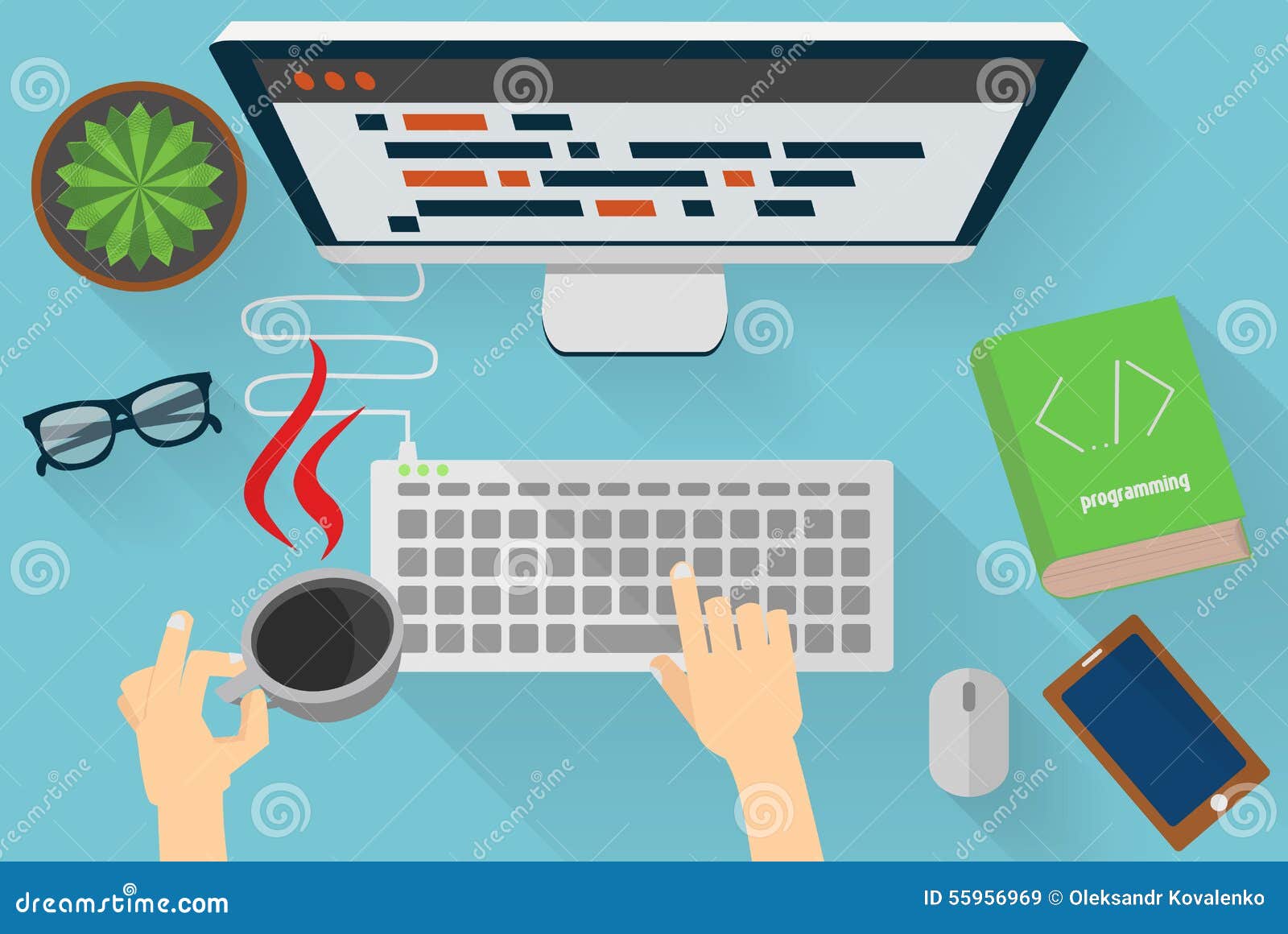 Lugar De Trabajo De Los Programadores De Java Ilustración del Vector ...