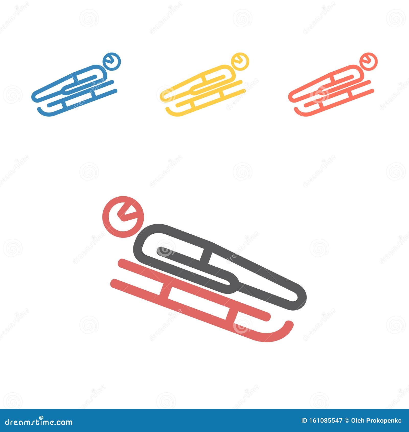 Luge Sport. Line Icon. Vector Signs for Web Graphics. Stock Vector ...