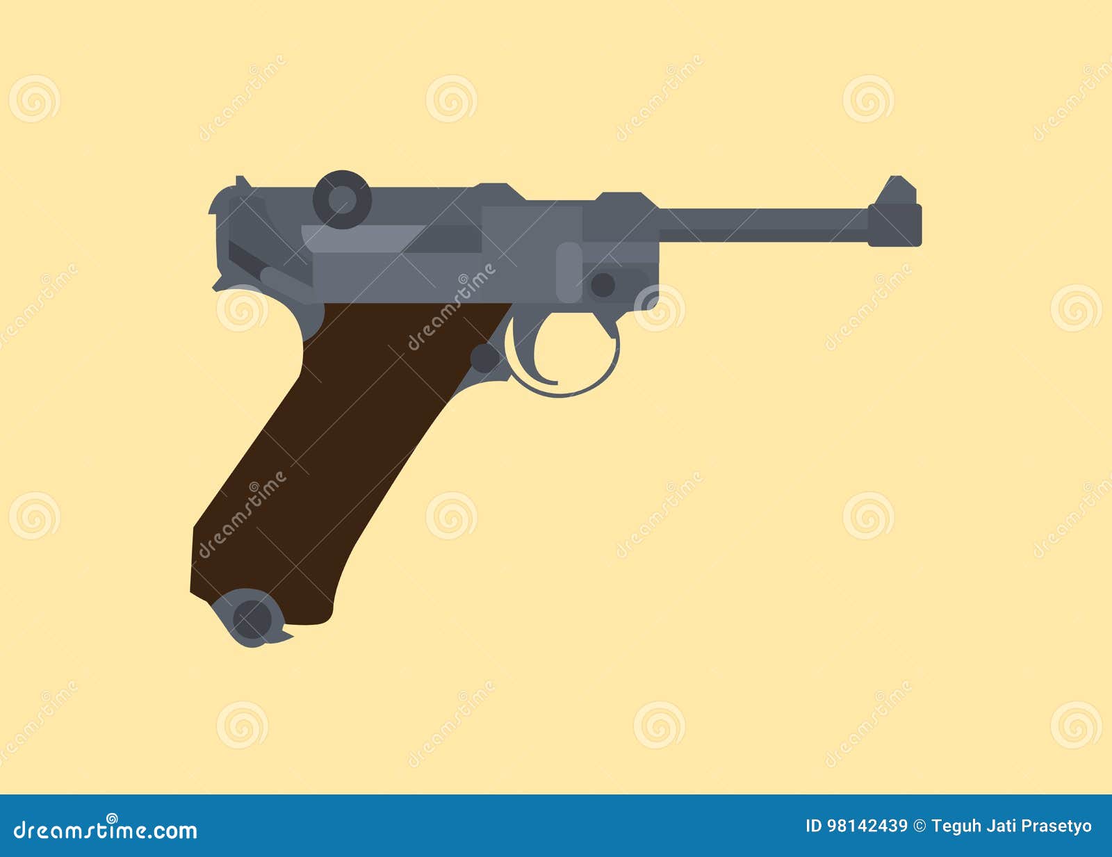 Luger Pistol, Parabellum Gun. Vector Silhouette Weapon | CartoonDealer ...