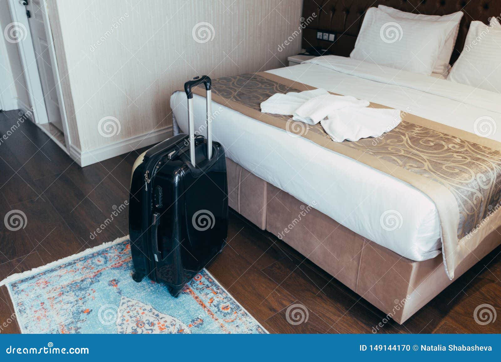 Suitcase or Luggage Bag in a Modern Hotel Room Stock Photo - Image of ...