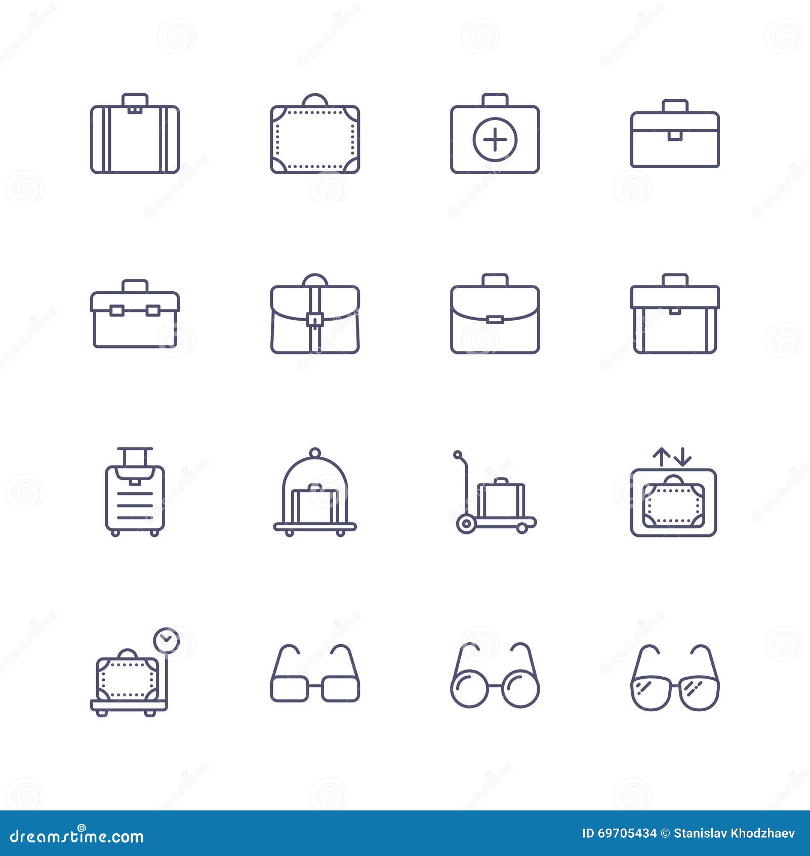 Luggage icons stock vector. Illustration of business - 69705434