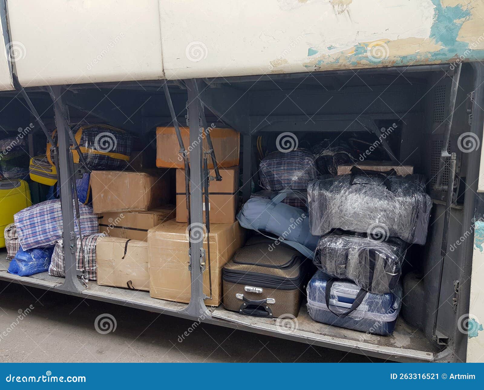 Luggage and Suitcases in the Bus Storage Stock Image - Image of russian ...