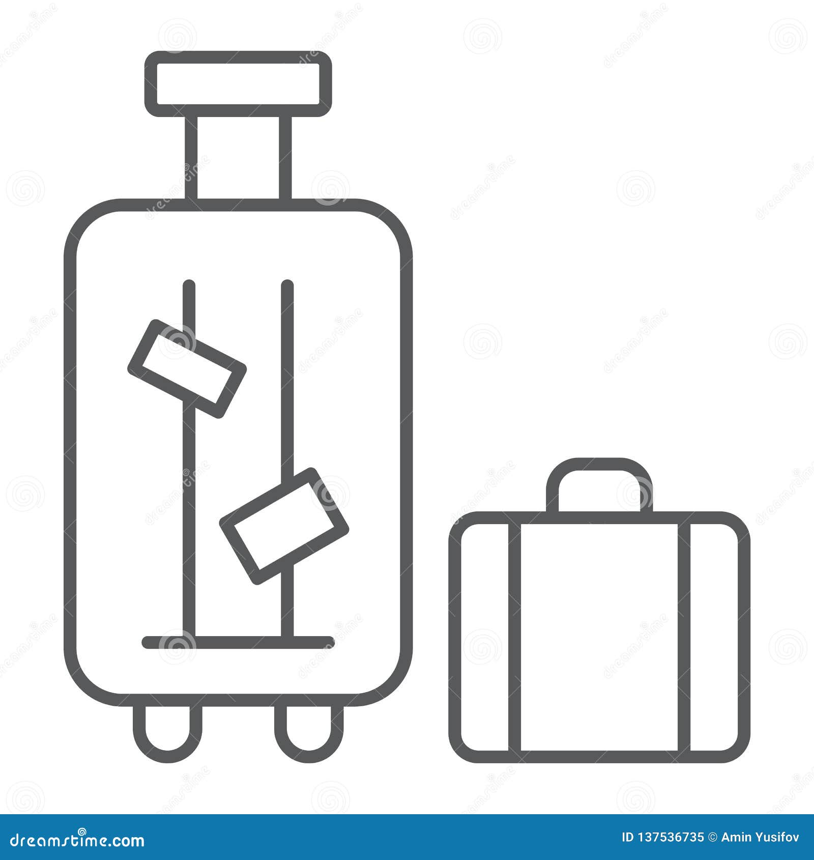 Luggage Thin Line Icon, Suitcase and Bag, Baggage Sign, Vector Graphics ...